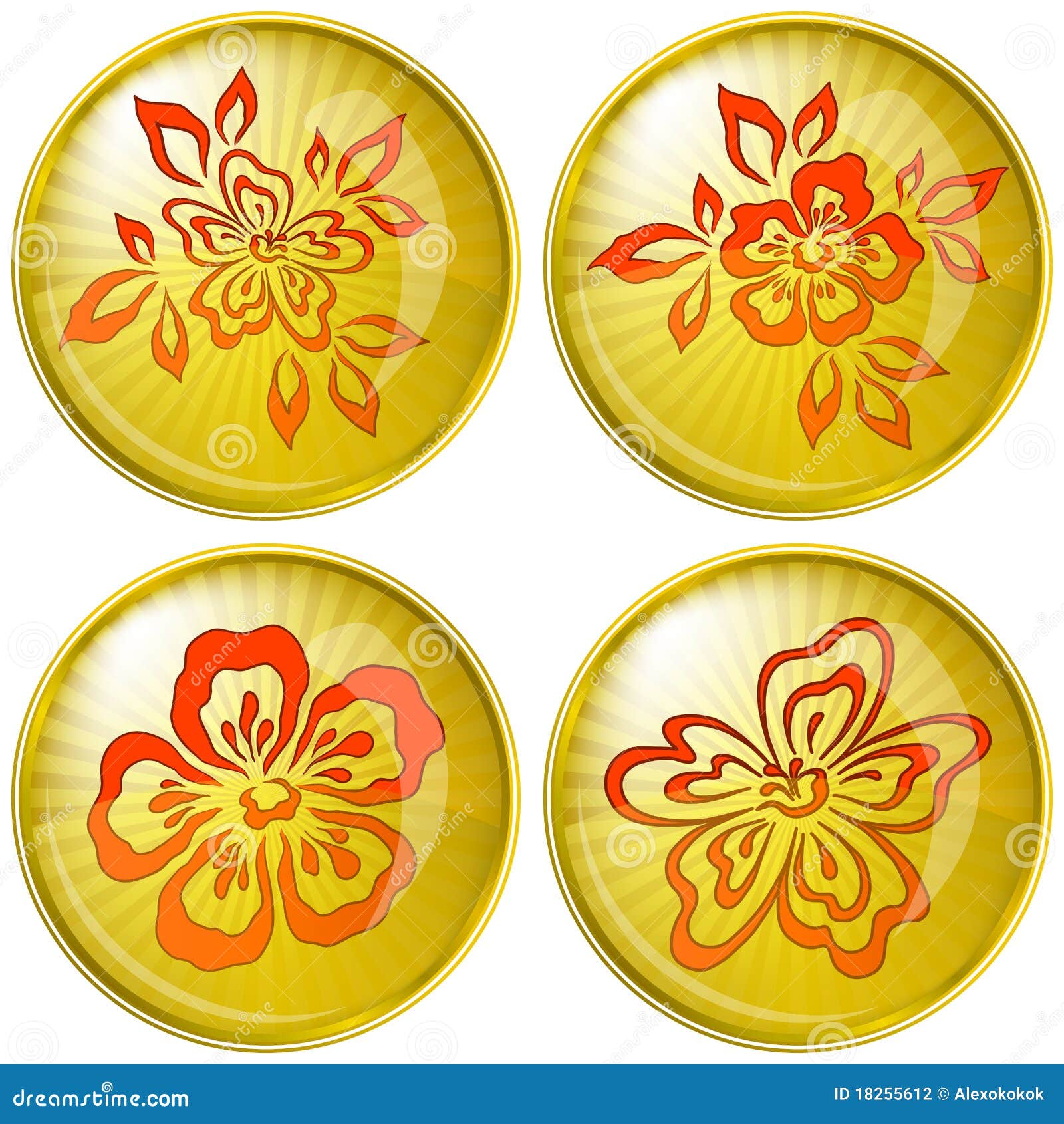 Flowers. Pictogrammes, Buttons Stock Vector - Illustration of beauty ...