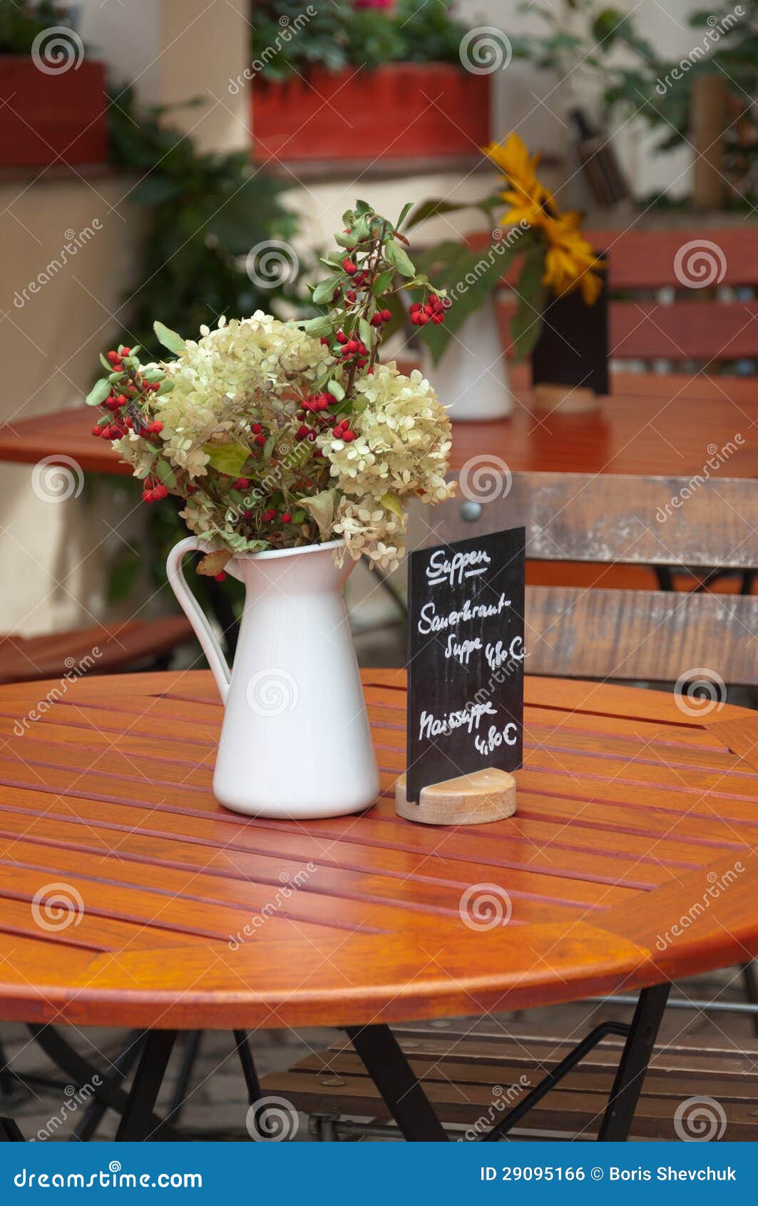 Flowers in Pitcher on Table. Stock Photo - Image of decorative ...