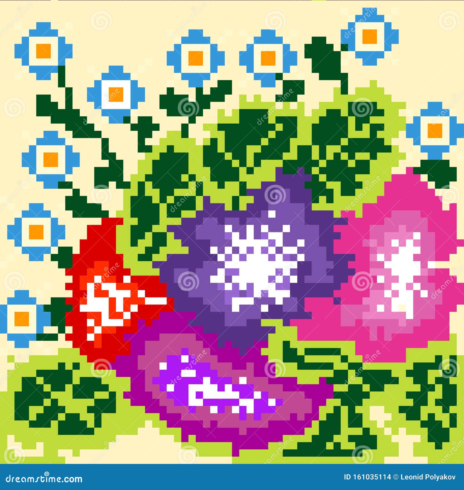 Flowers Pixels Stock Illustrations – 95 Flowers Pixels Stock ...