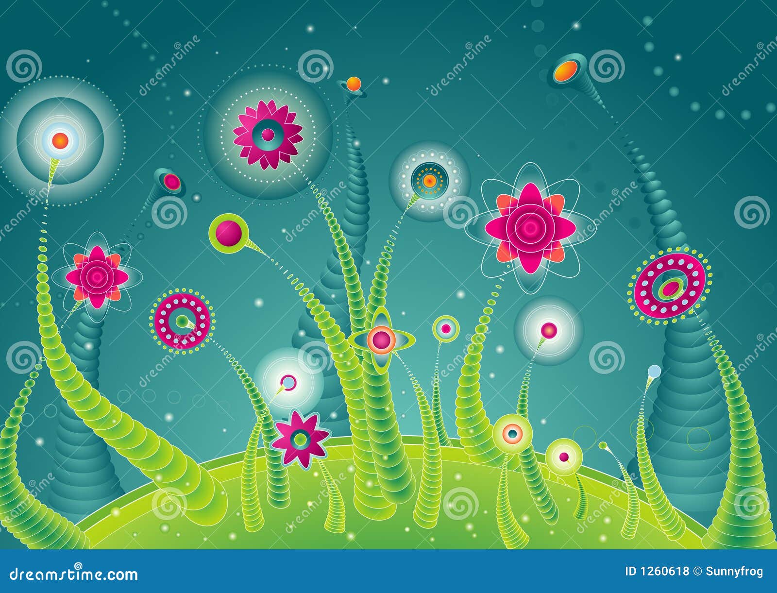 Flowers on the Planet,vector Stock Vector - Illustration of cartoon ...