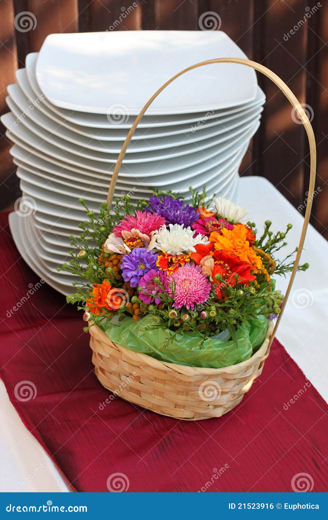 Flowers and Plates stock photo. Image of decorative, outdoor - 21523916