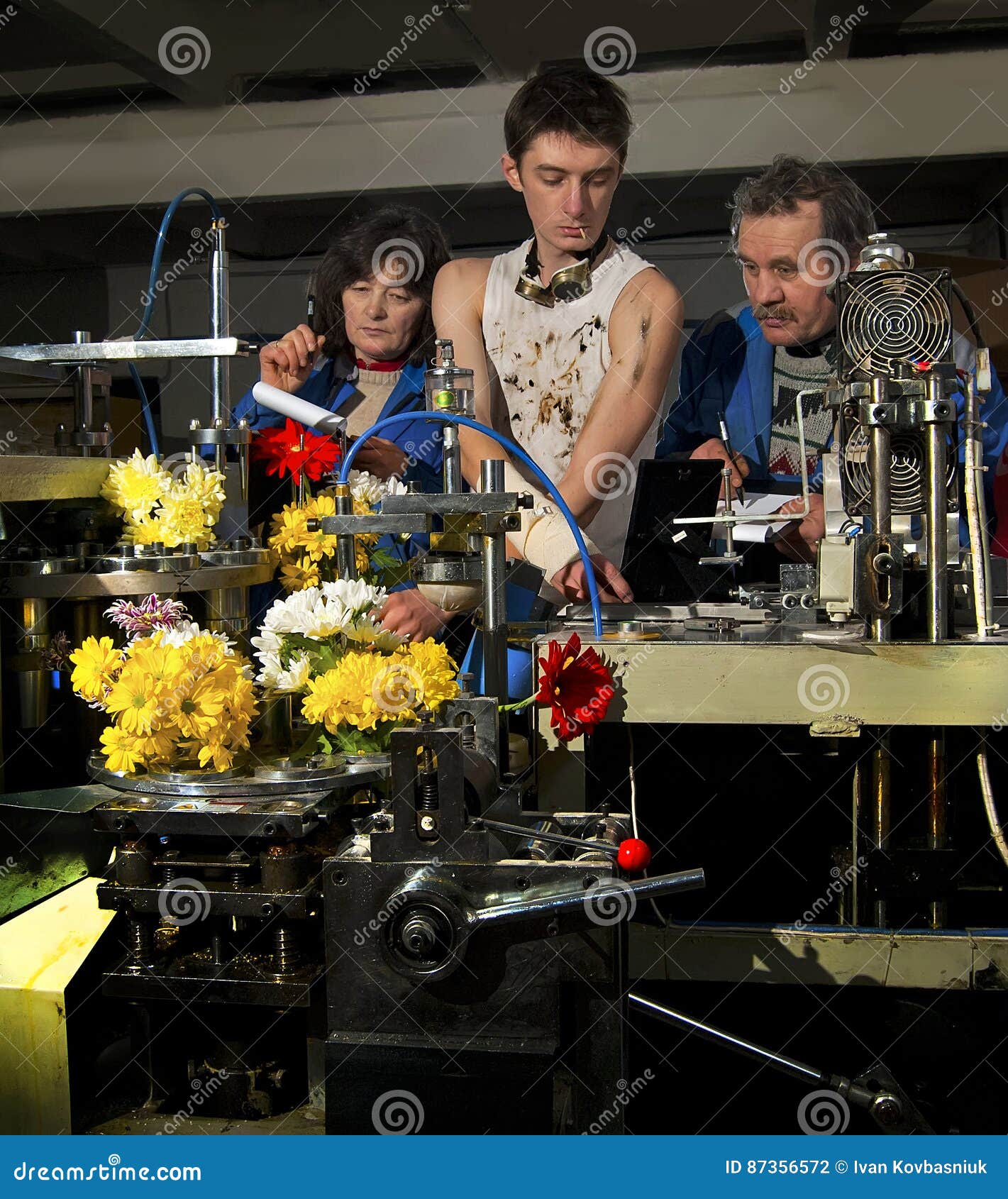 Flowers on the Production of Machines at the Factory Stock Photo ...