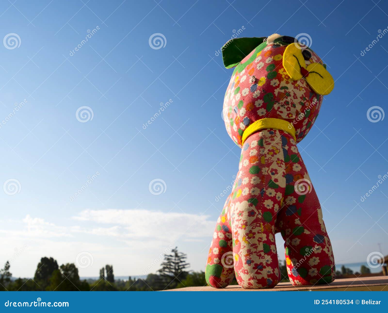 Flowers on a Red Cat Puppet and Blue Sky Stock Photo - Image of flower ...