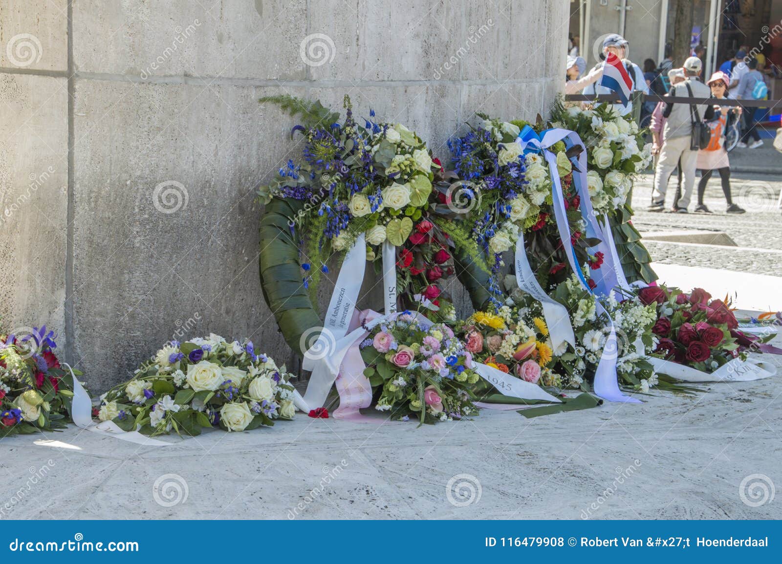 Flowers at the Remembrance of the Dead Statue at Amsterdam the ...
