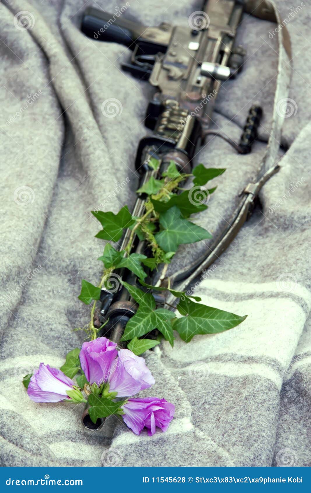 Flowers in the rifle stock photo. Image of pink, weapon - 11545628