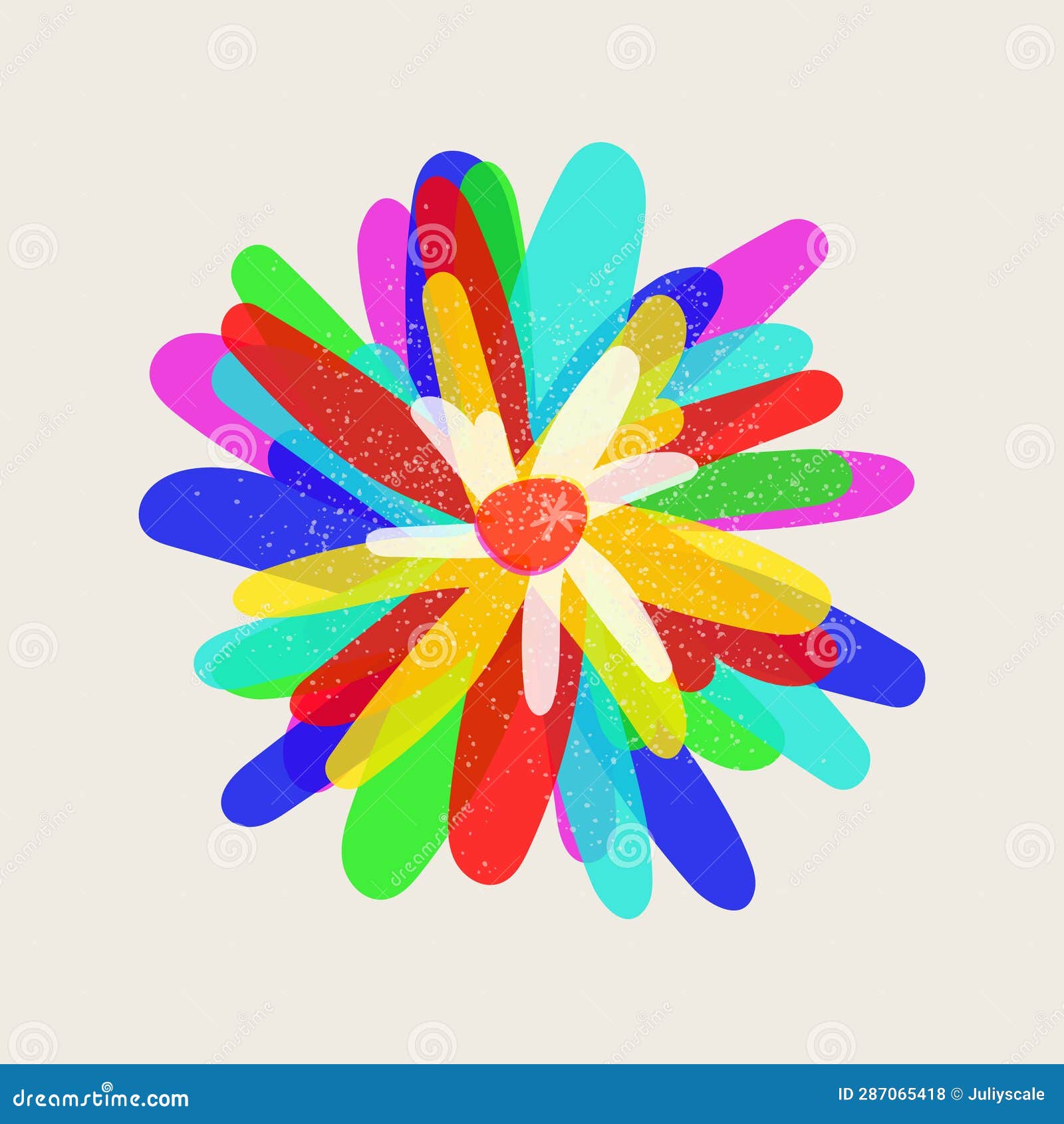 Flowers. Risograph Effect Geometric Abstract Shapes. Vector Floral Elements Elements with Riso ...