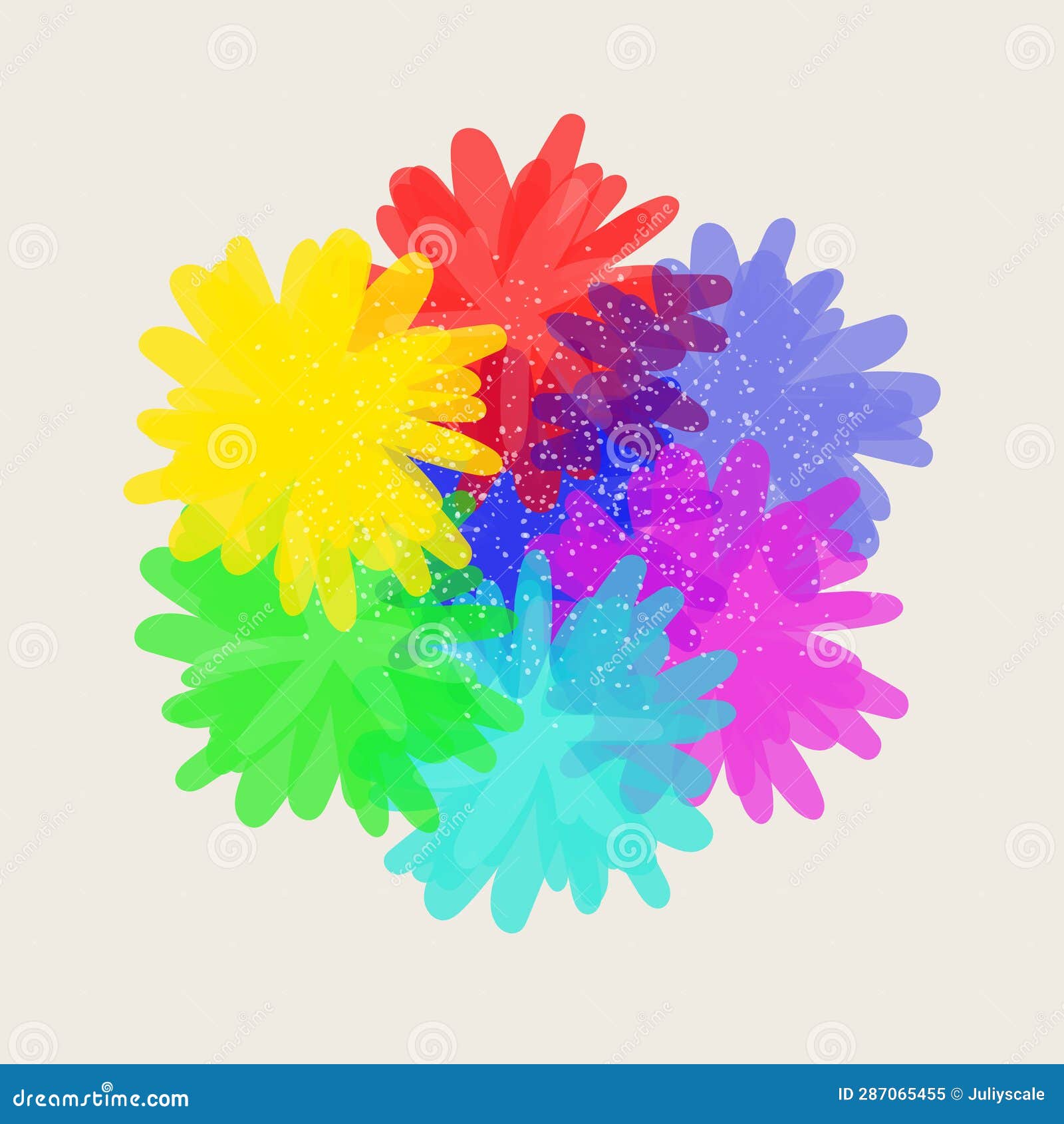 Flowers. Risograph Effect Geometric Abstract Shapes. Vector Floral ...