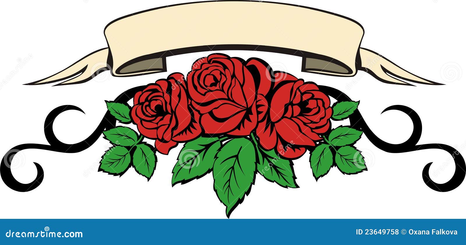 Flowers Of Rose With Banner Stock Vector - Illustration: 23649758