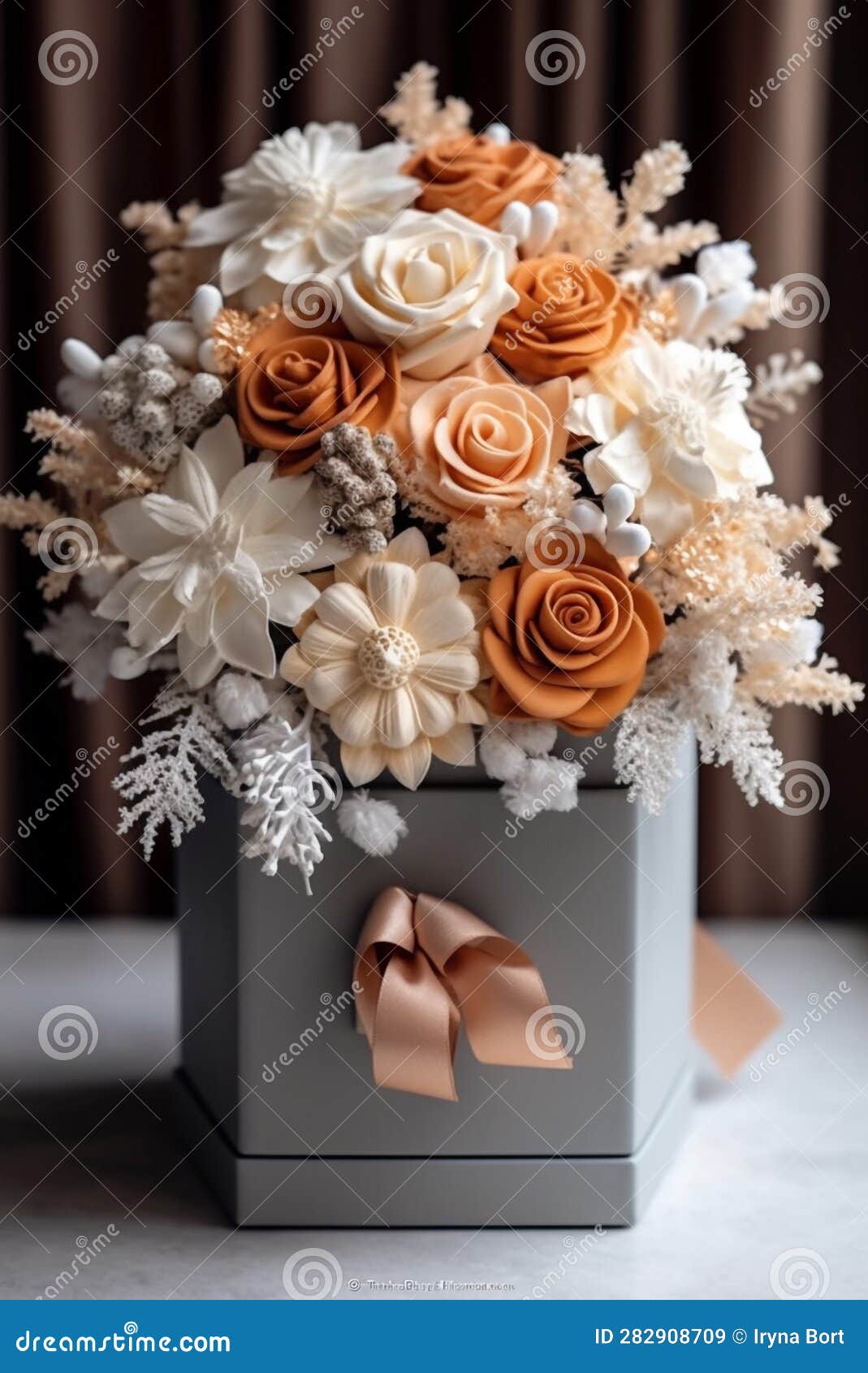Flowers in Round Present Box. Generative AI Stock Illustration ...