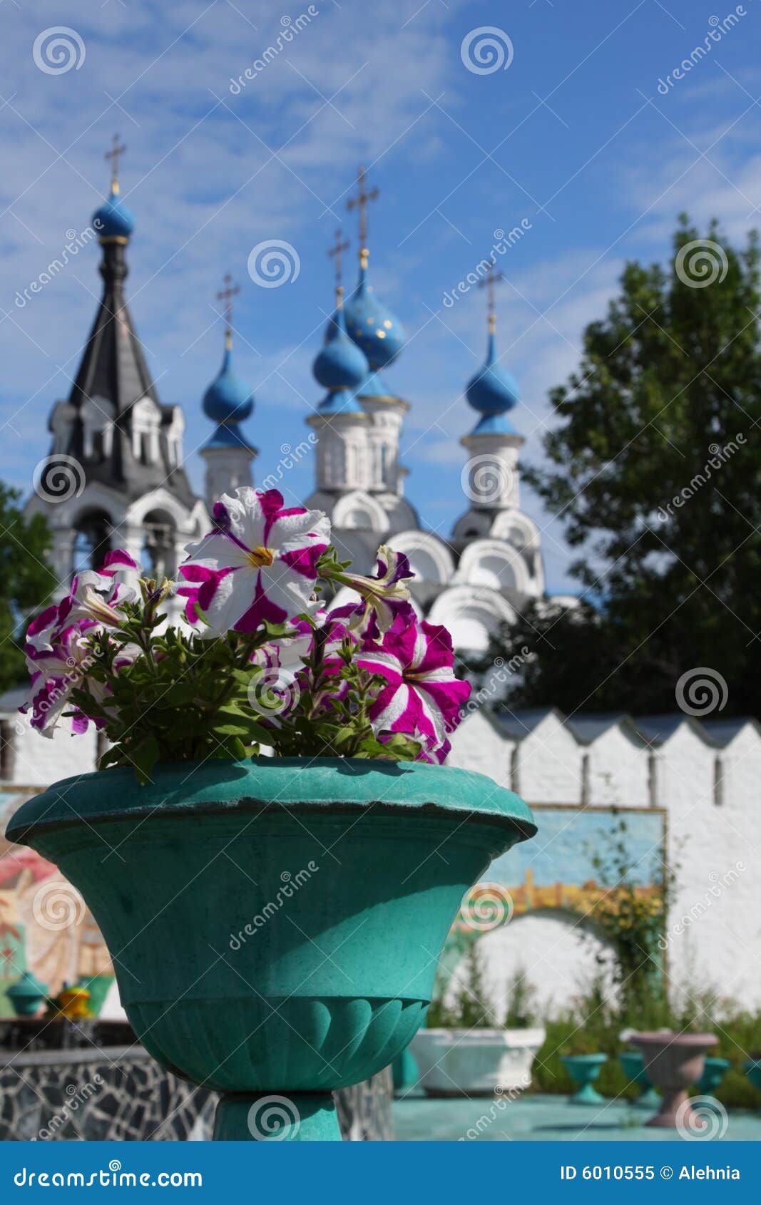 Flowers in Russian Traditonal Medieval Monastery Stock Image - Image of ...