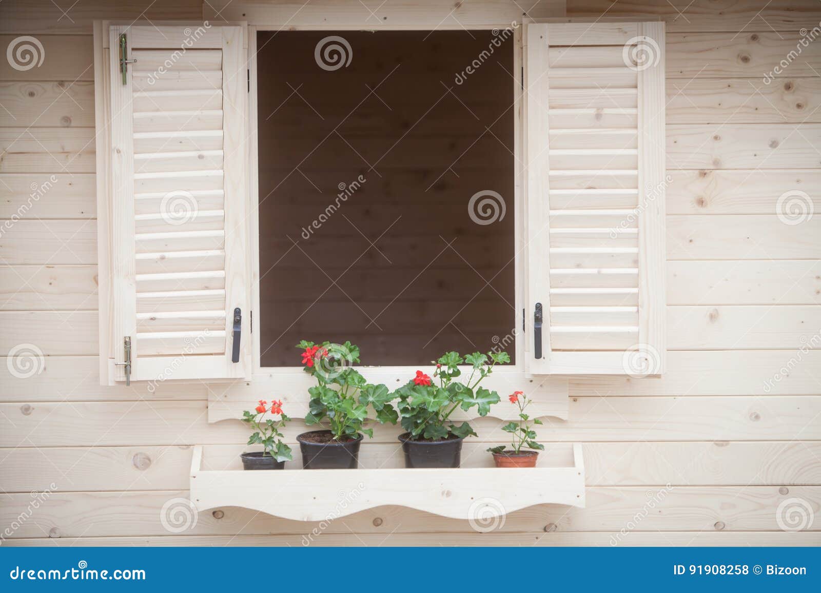 Flowers on rustic window stock photo. Image of front - 91908258