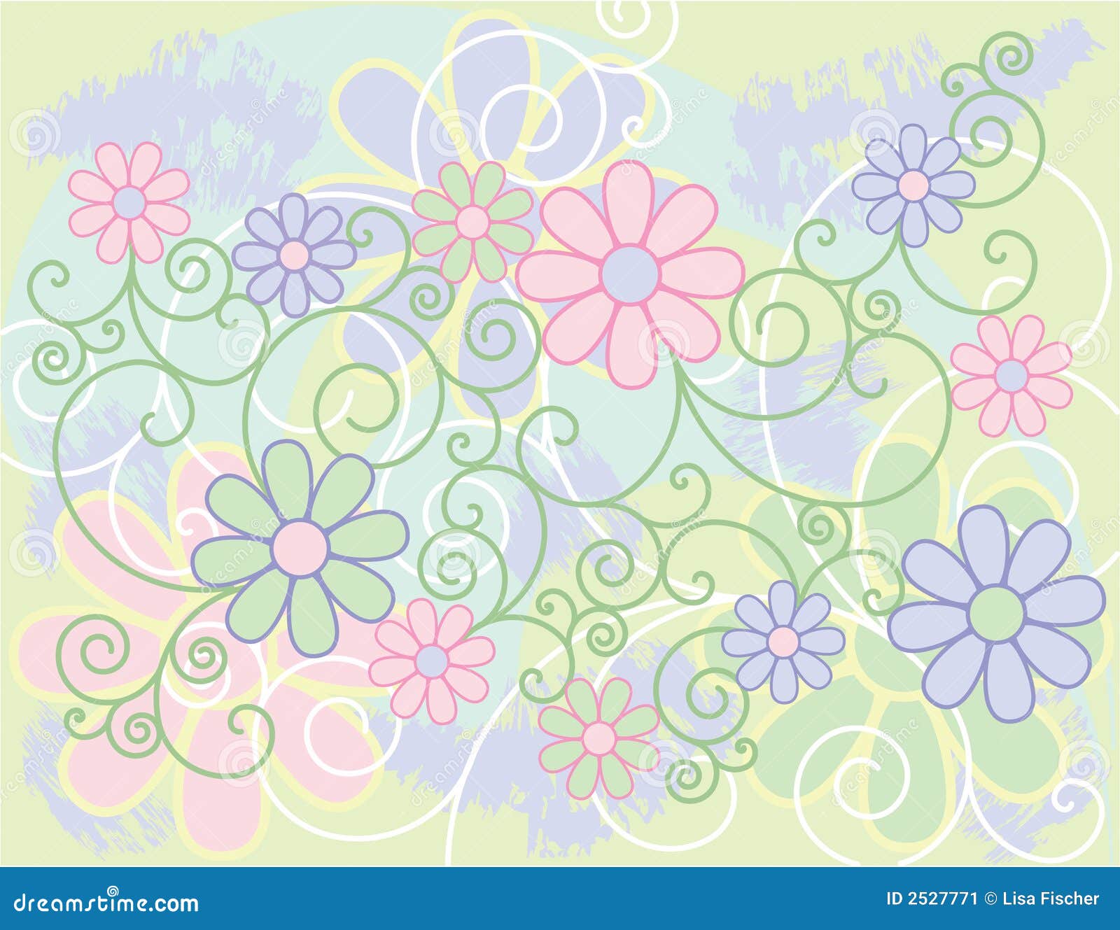 Flowers and Scrolls Background Stock Vector - Illustration of freshness ...