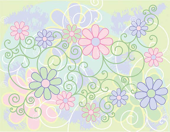 Flowers and Scrolls Background Stock Vector - Illustration of freshness ...