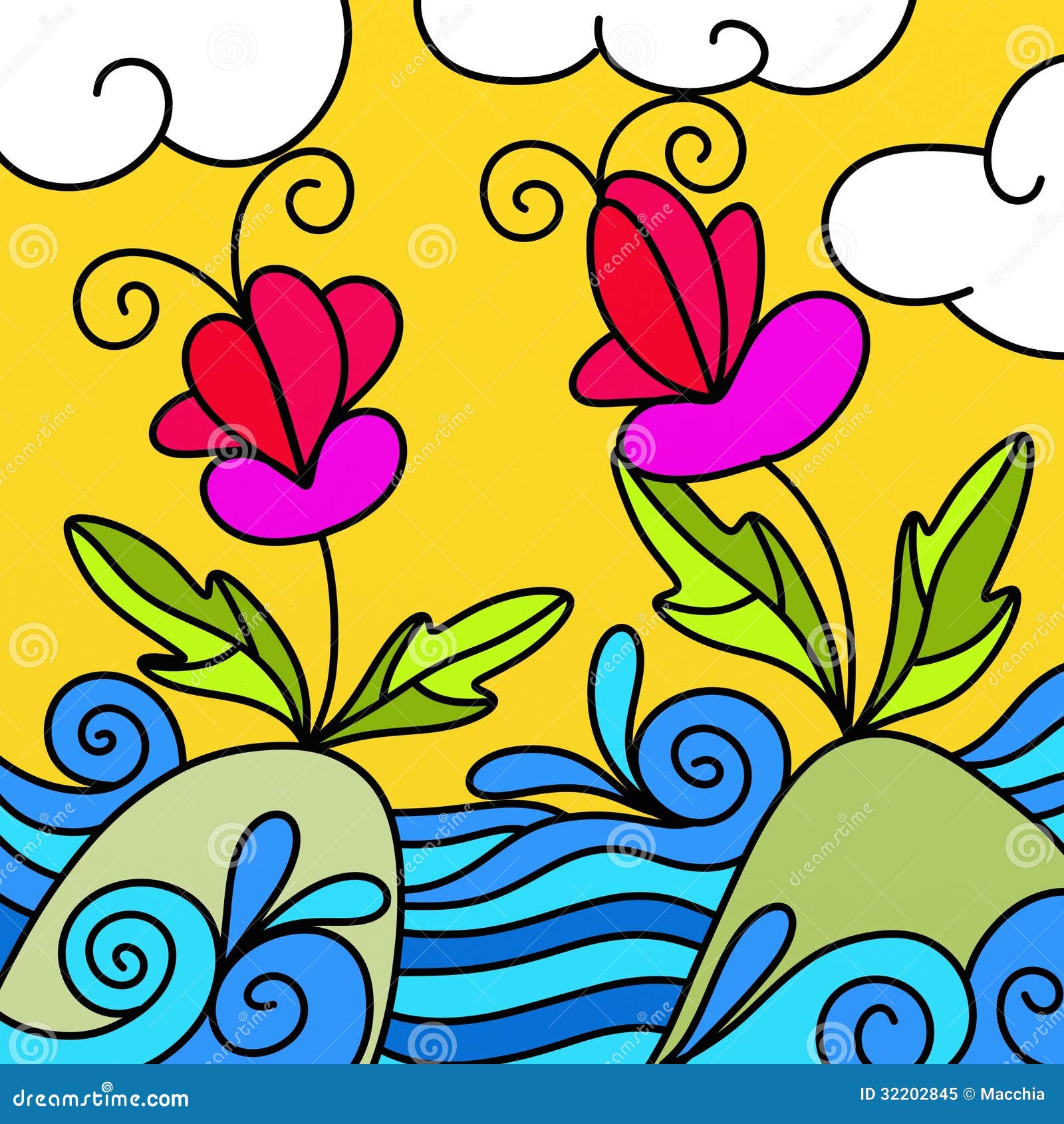 Flowers in sea stock illustration. Illustration of vegetation - 32202845