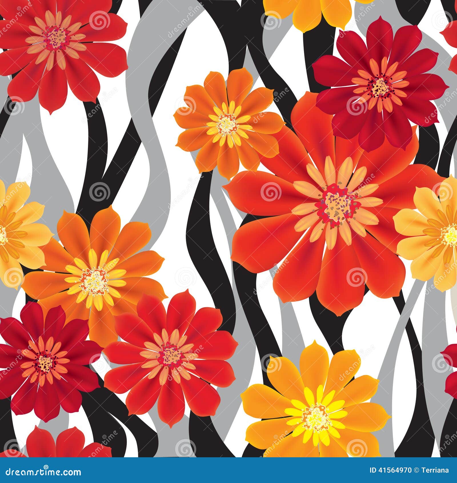 Flowers Seamless Background. Floral Tiled Texture Stock Illustration ...