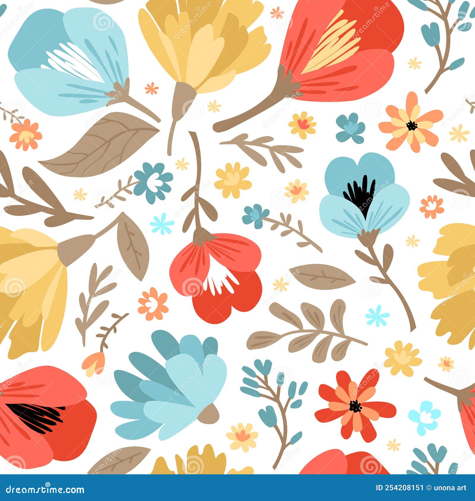 Flowers Seamless Pattern. Modern Vector Stock Vector - Illustration of ...