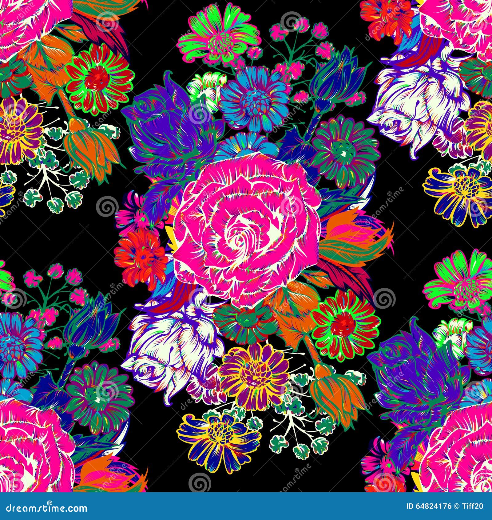 Flowers stock vector. Illustration of flower, repetition - 64824176