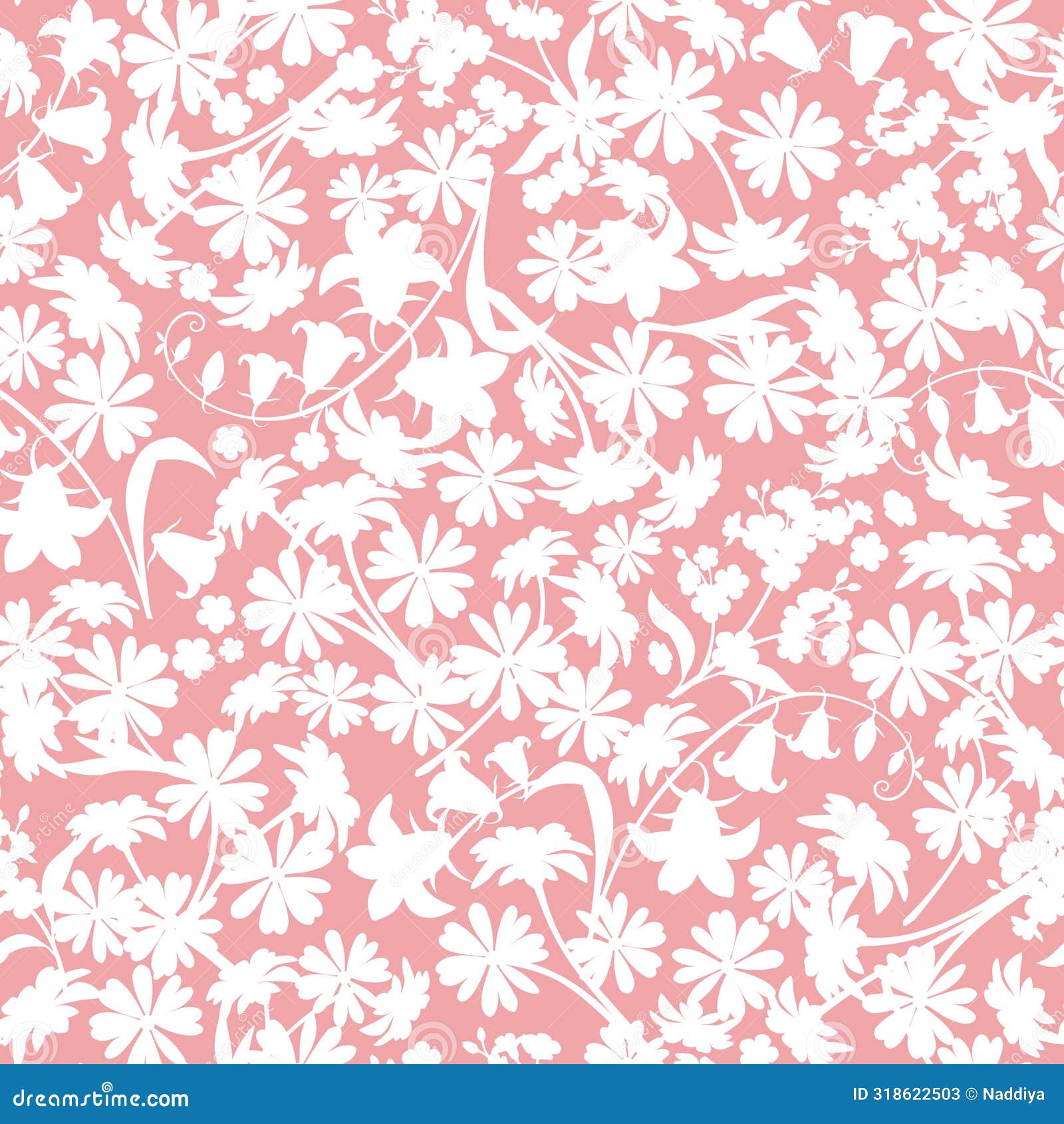 Flowers Seamless Pattern. Vector Pink and White Floral Print Stock ...