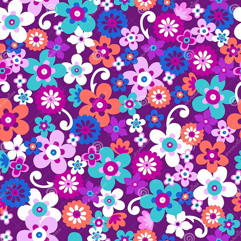 Flowers Seamless Repeat Pattern Vector Stock Vector - Illustration of ...