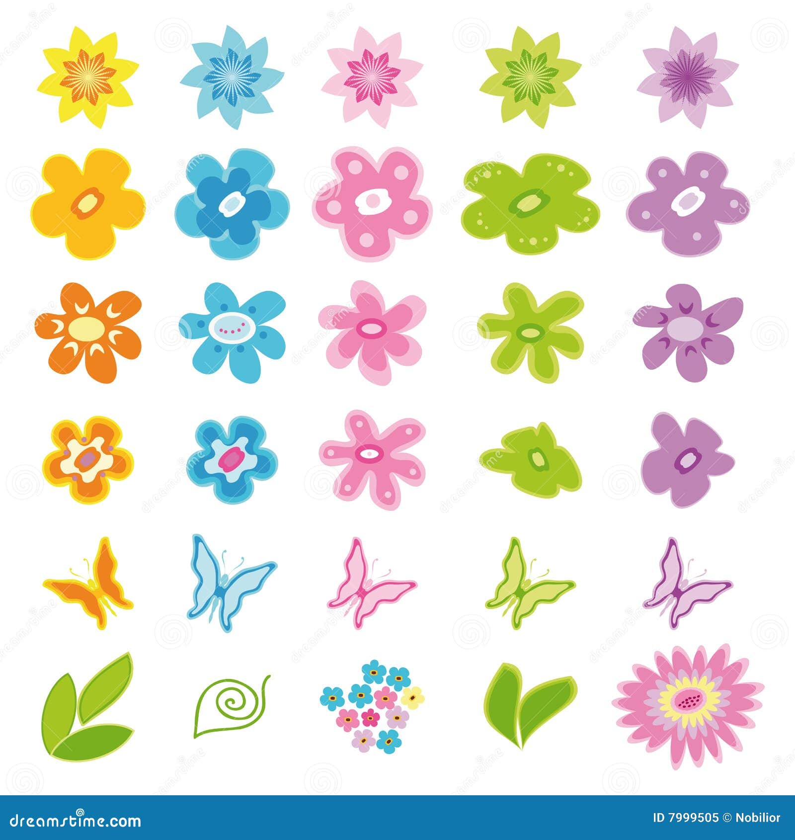 Flowers set for children. stock vector. Illustration of natural - 7999505
