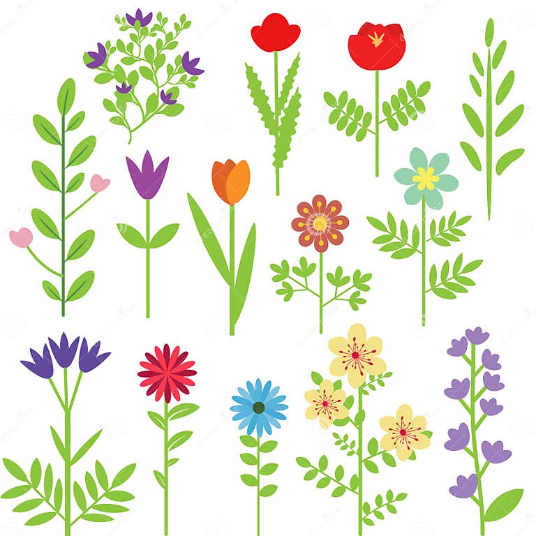 Flowers set stock vector. Illustration of bush, green - 32503904