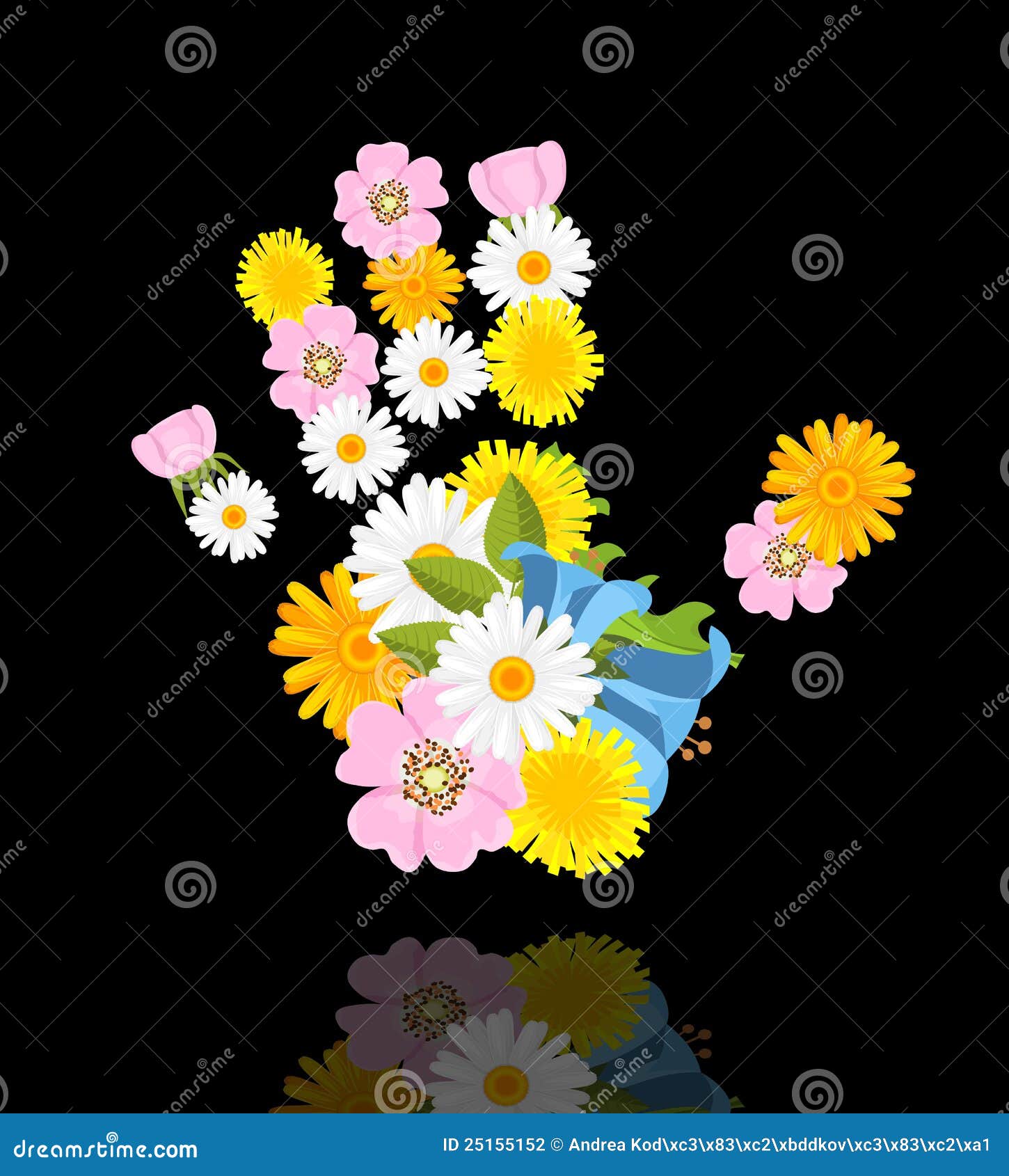 Flowers in shape of hand stock vector. Illustration of natural - 25155152