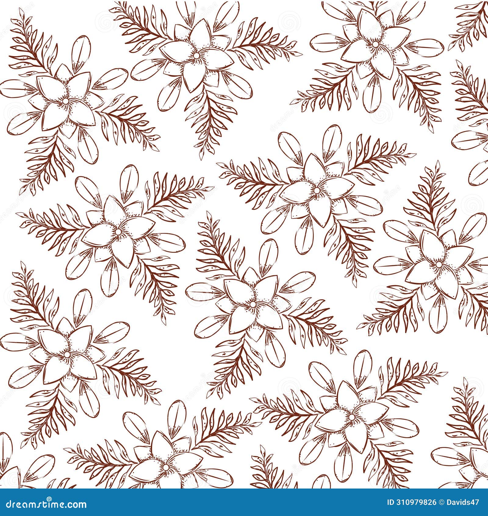 Flowers Sketch Pattern Background Wallpaper Vector Stock Vector ...