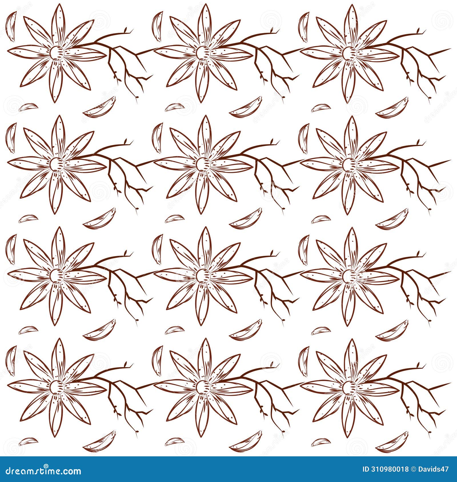 Flowers Sketch Pattern Background Wallpaper Vector Stock Vector ...