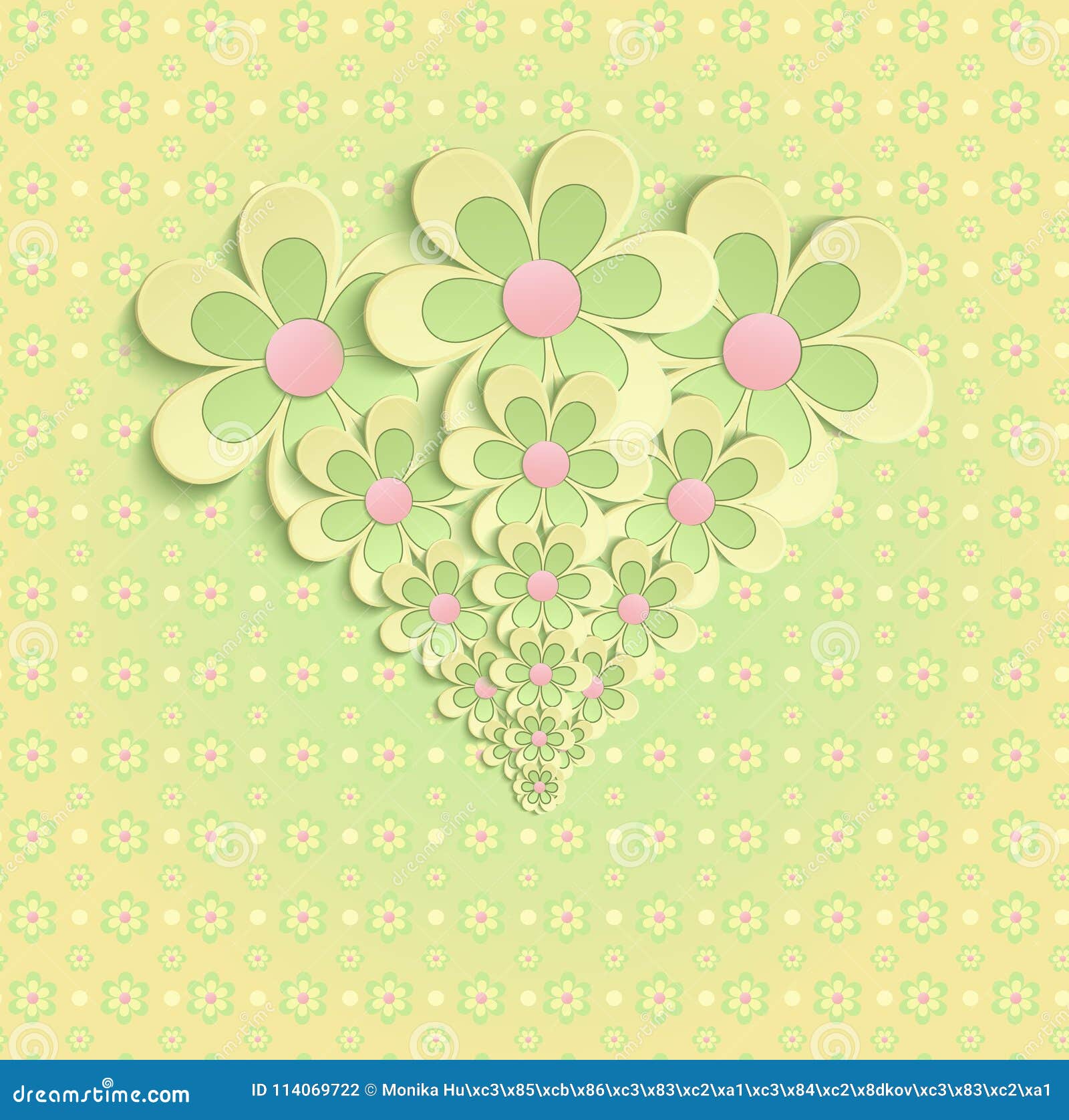 Flowers Spring Congratulations Greeting Card Yellow Stock Vector ...