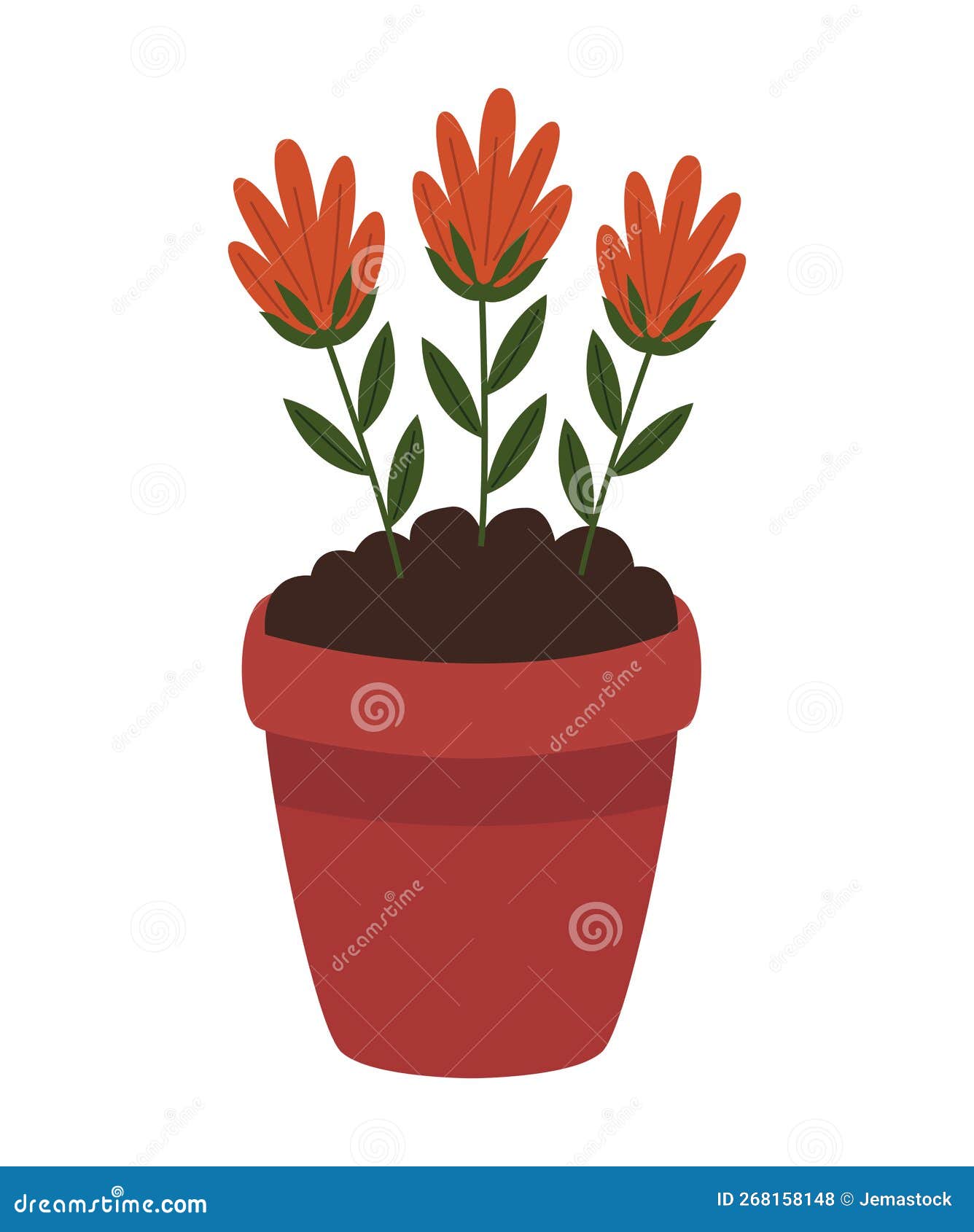 Flowers spring in pot stock vector. Illustration of pretty - 268158148