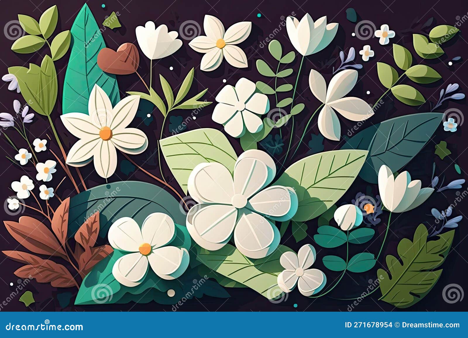 Flowers on a Springtime Themed Backdrop. Illustration in Stock ...
