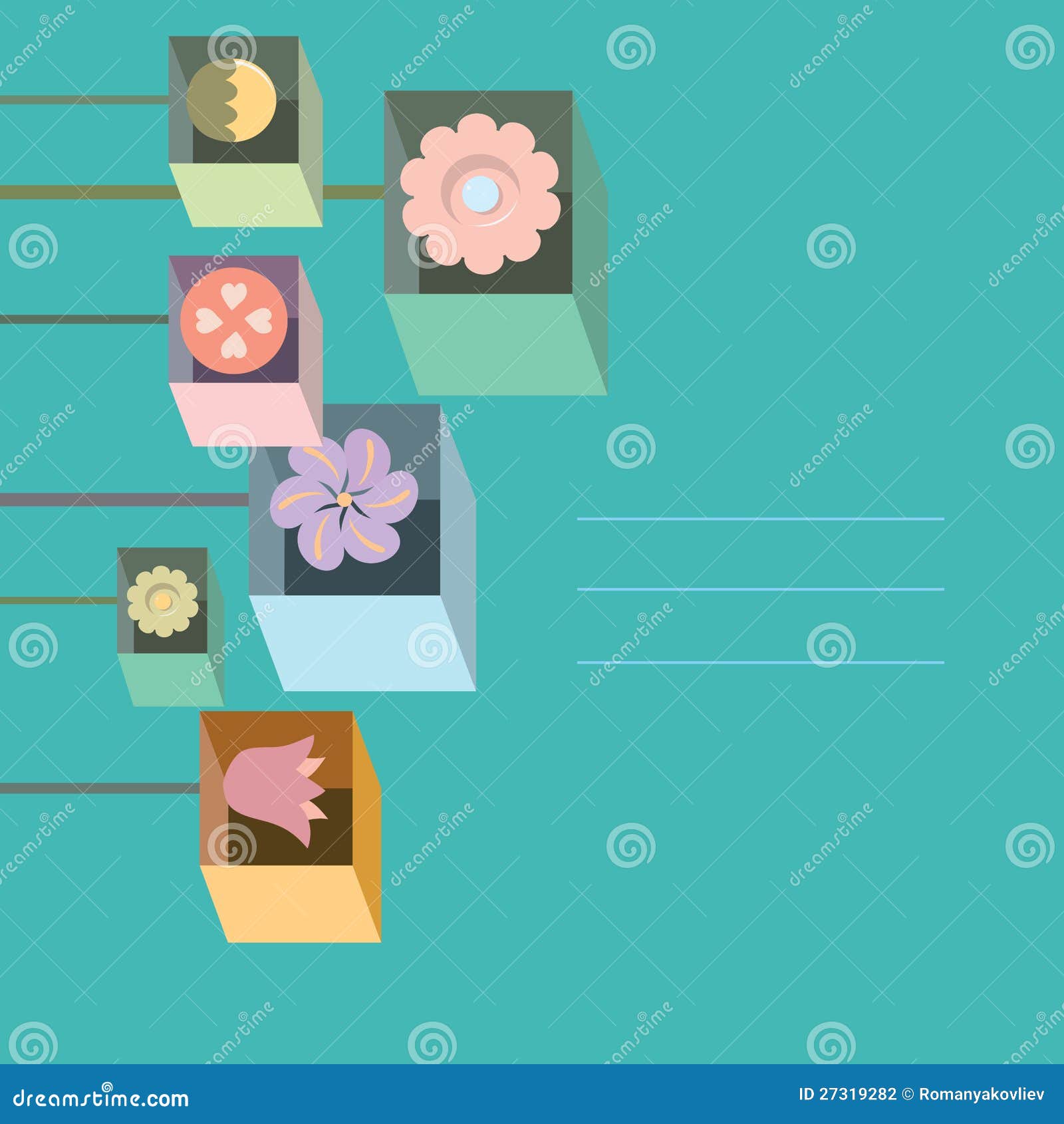 Flowers in squares stock vector. Illustration of pattern - 27319282