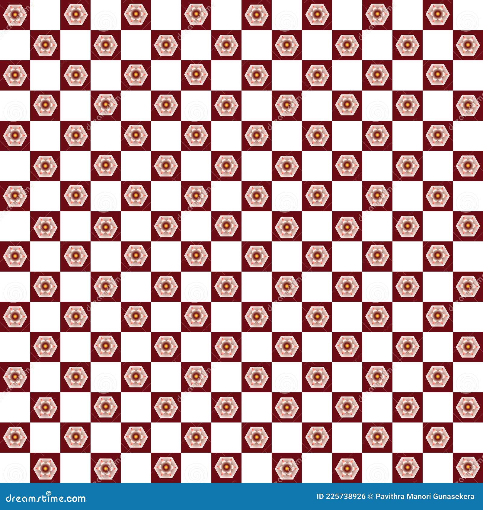 Flowers with Squares and Pentagon Pattern in Magenta Color. Stock ...