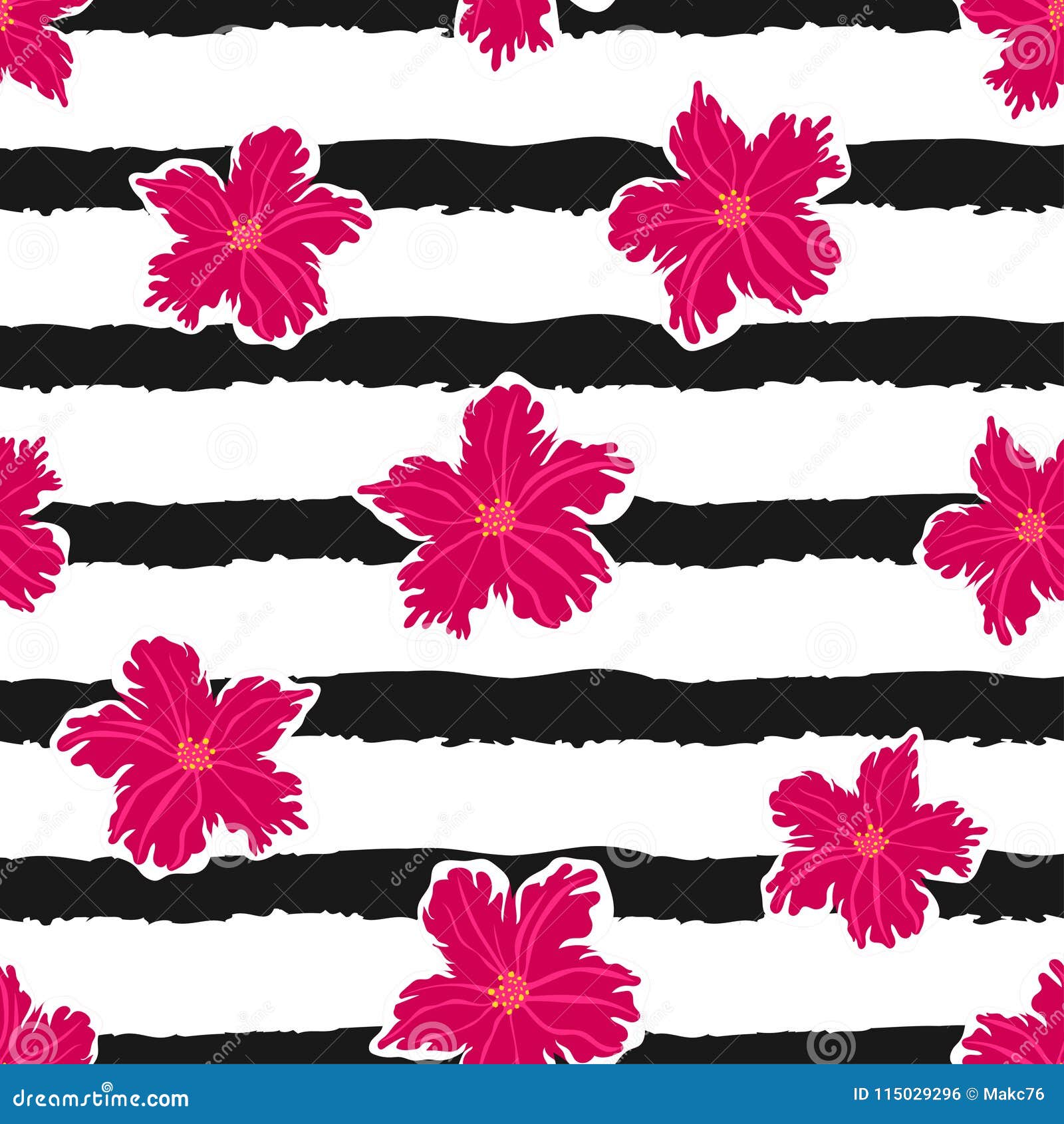 Flowers on a Striped Background 2 Stock Vector - Illustration of flower ...