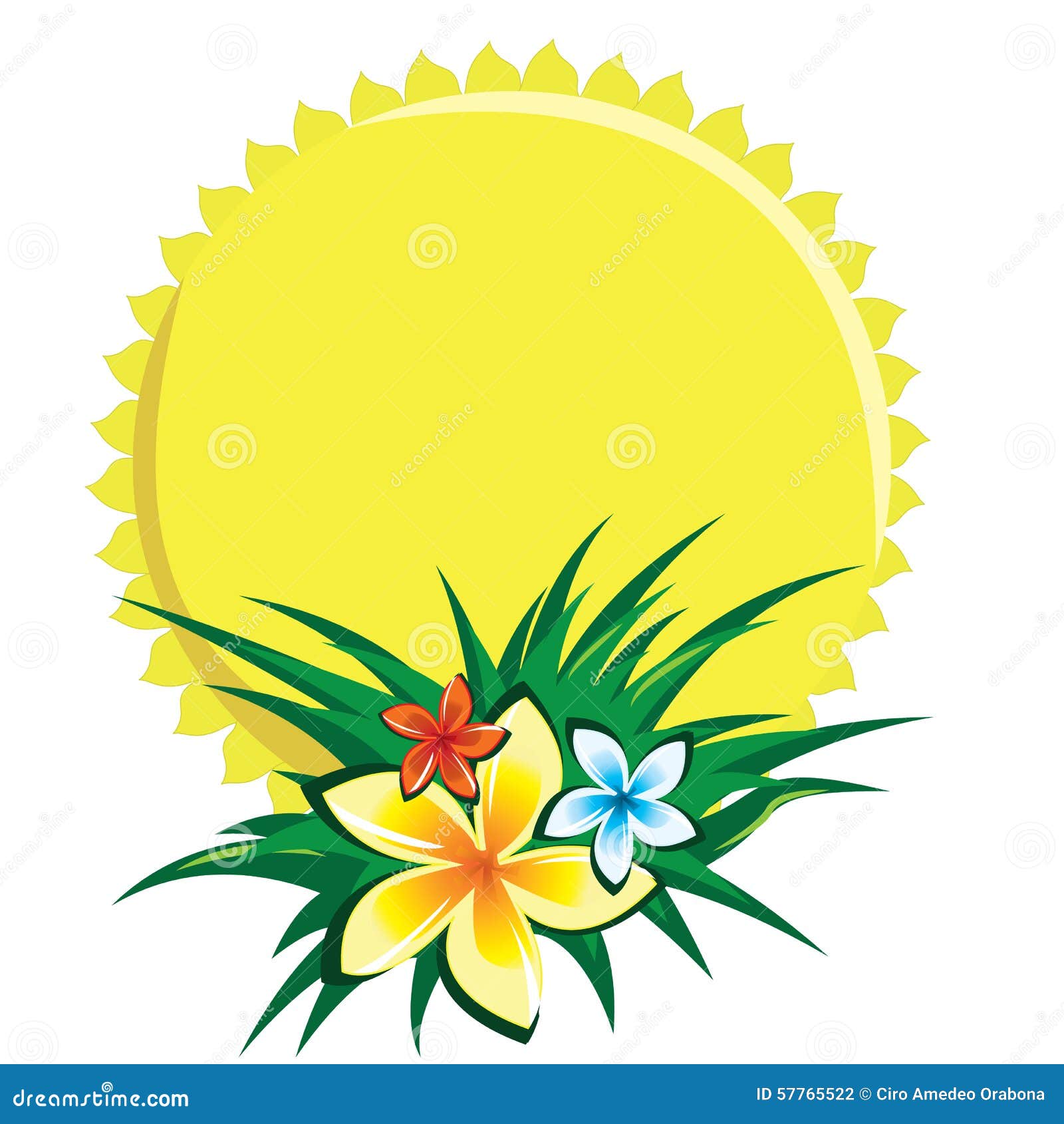 Flowers and sun stock vector. Illustration of flower - 57765522