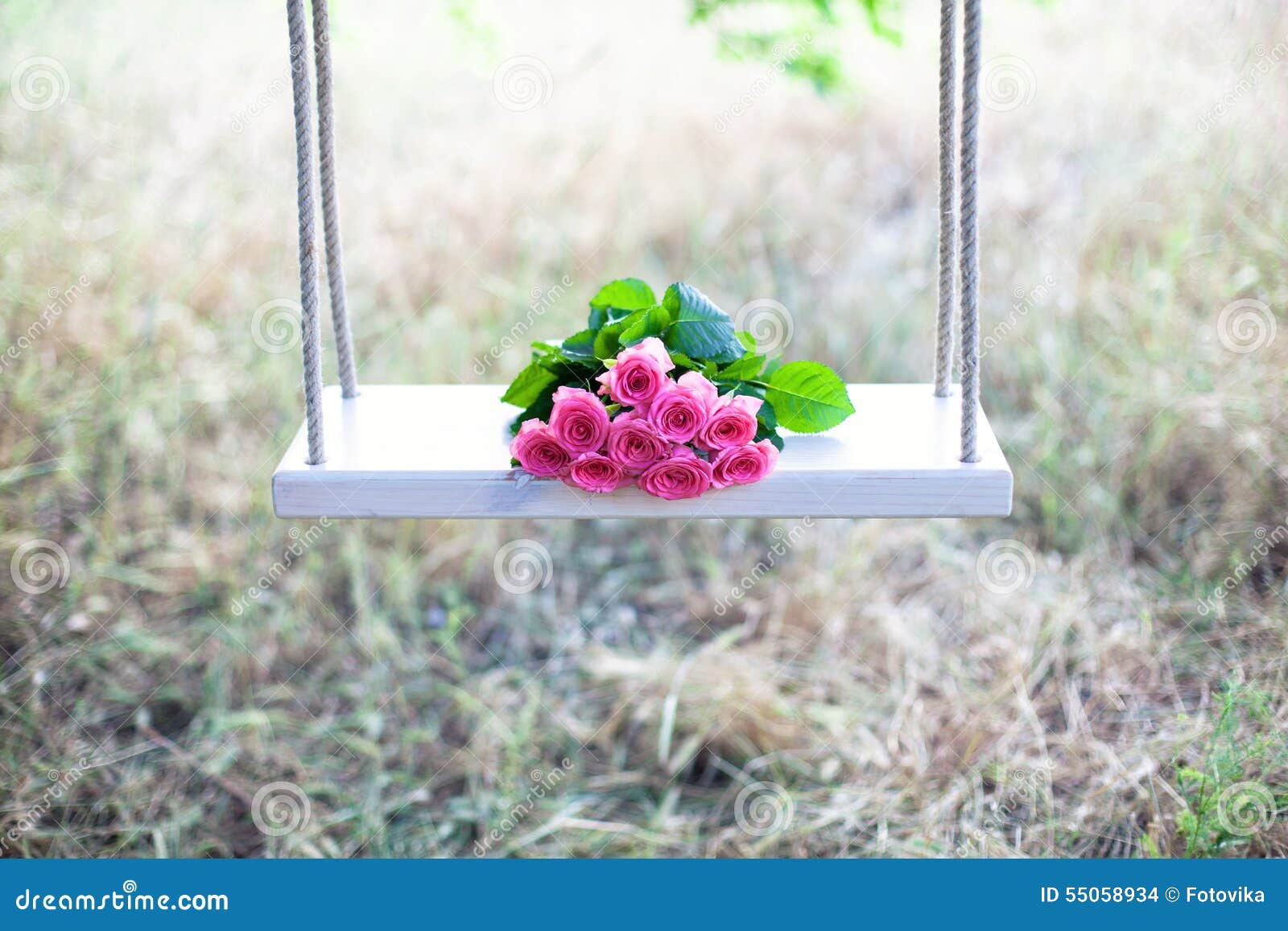 Flowers on a swing stock photo. Image of blurred, holiday - 55058934