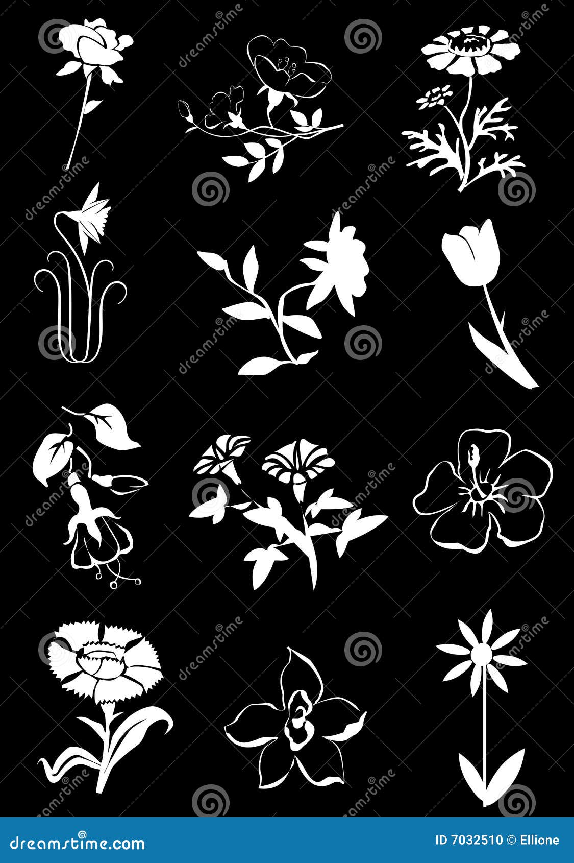 Flowers symbols, stock illustration. Illustration of graphic - 7032510