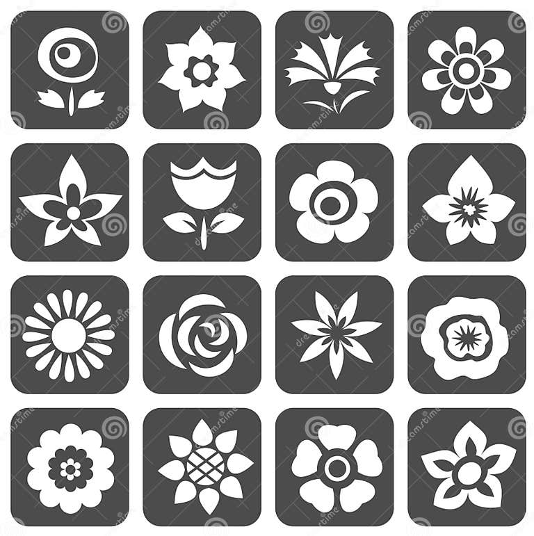 Flowers symbols set stock vector. Illustration of beauty - 7627347