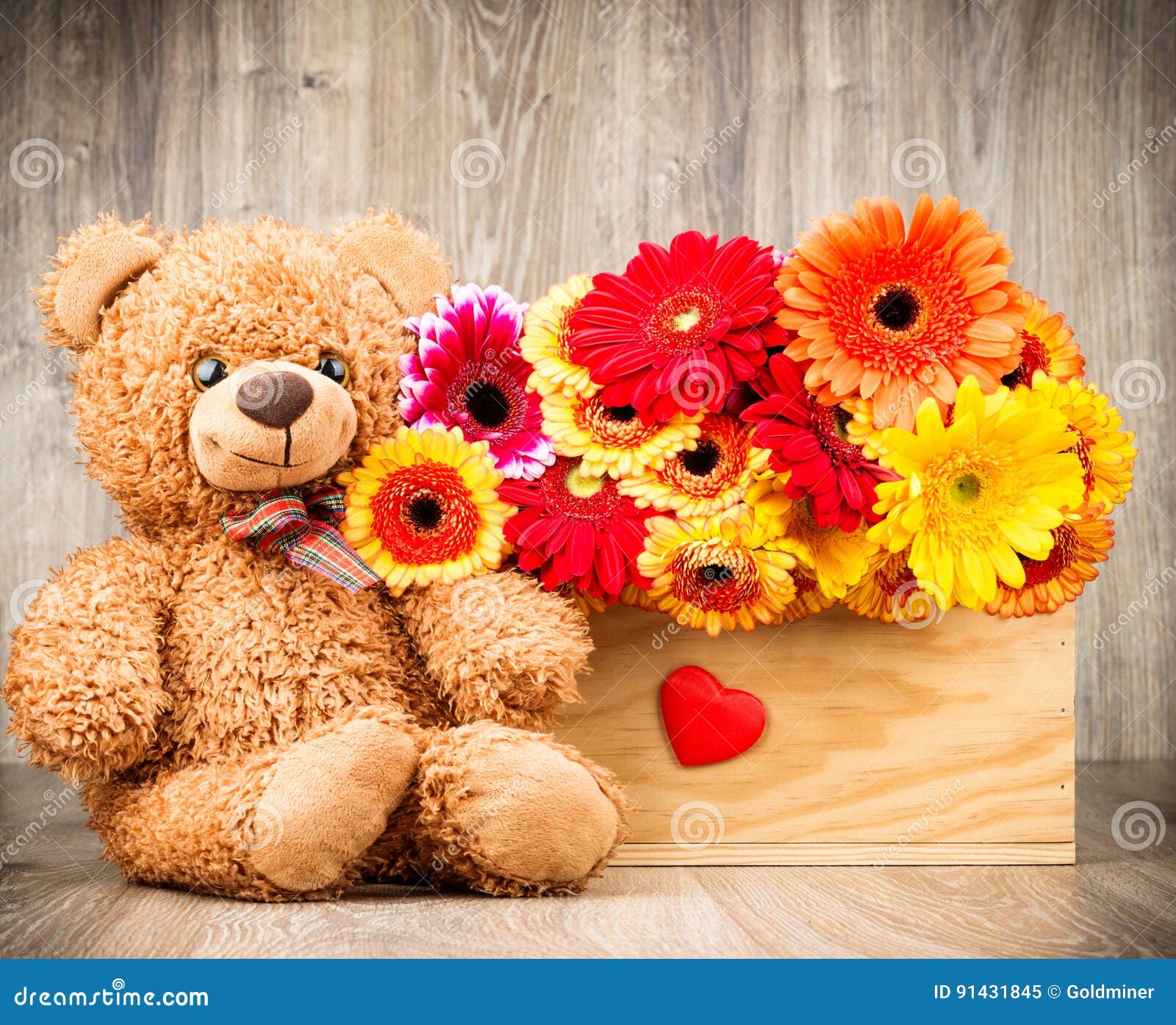 Flowers And A Teddy Bear Royalty Free Stock Image 92736580