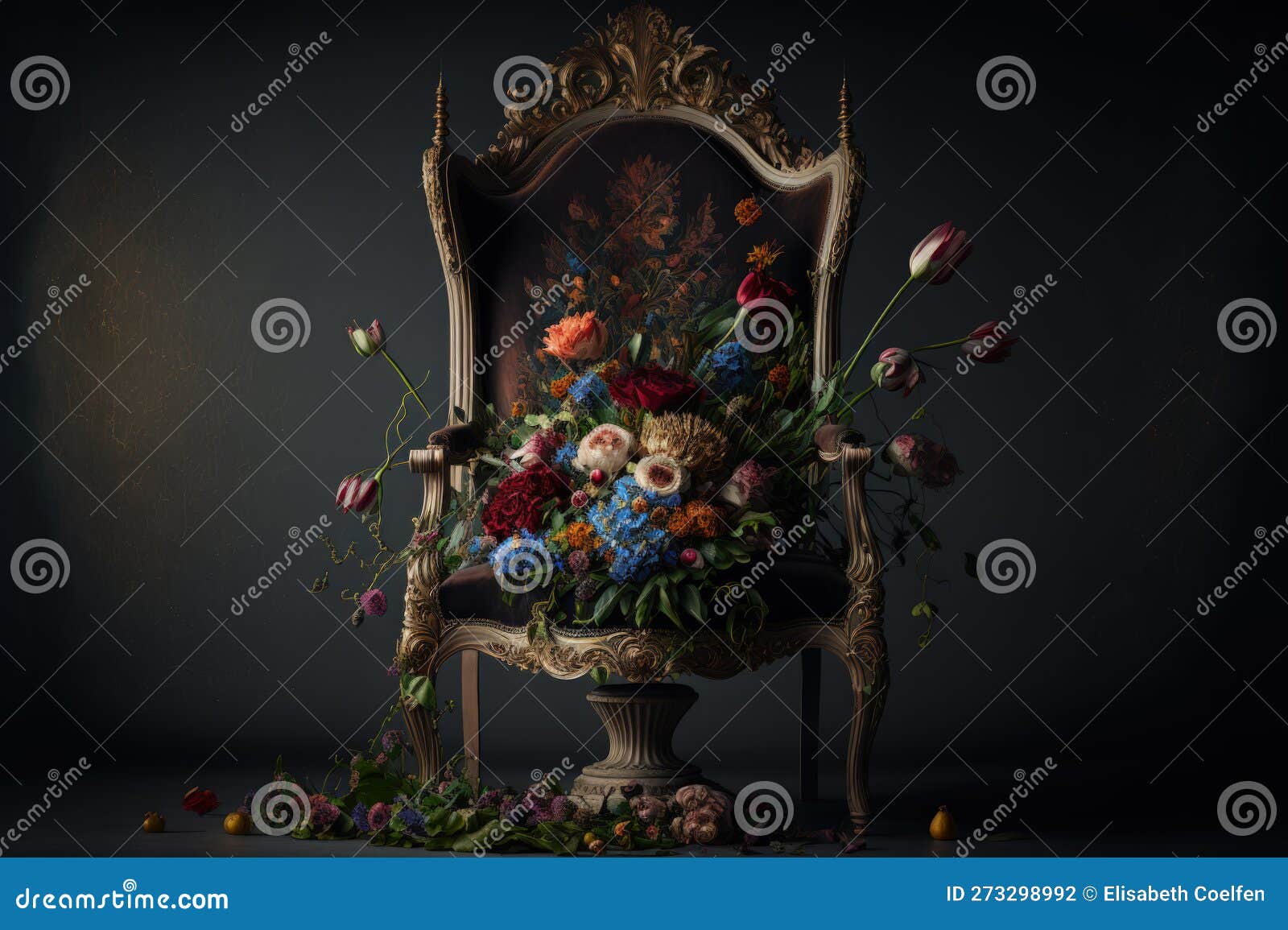 Flowers on a throne stock illustration. Illustration of decor - 273298992