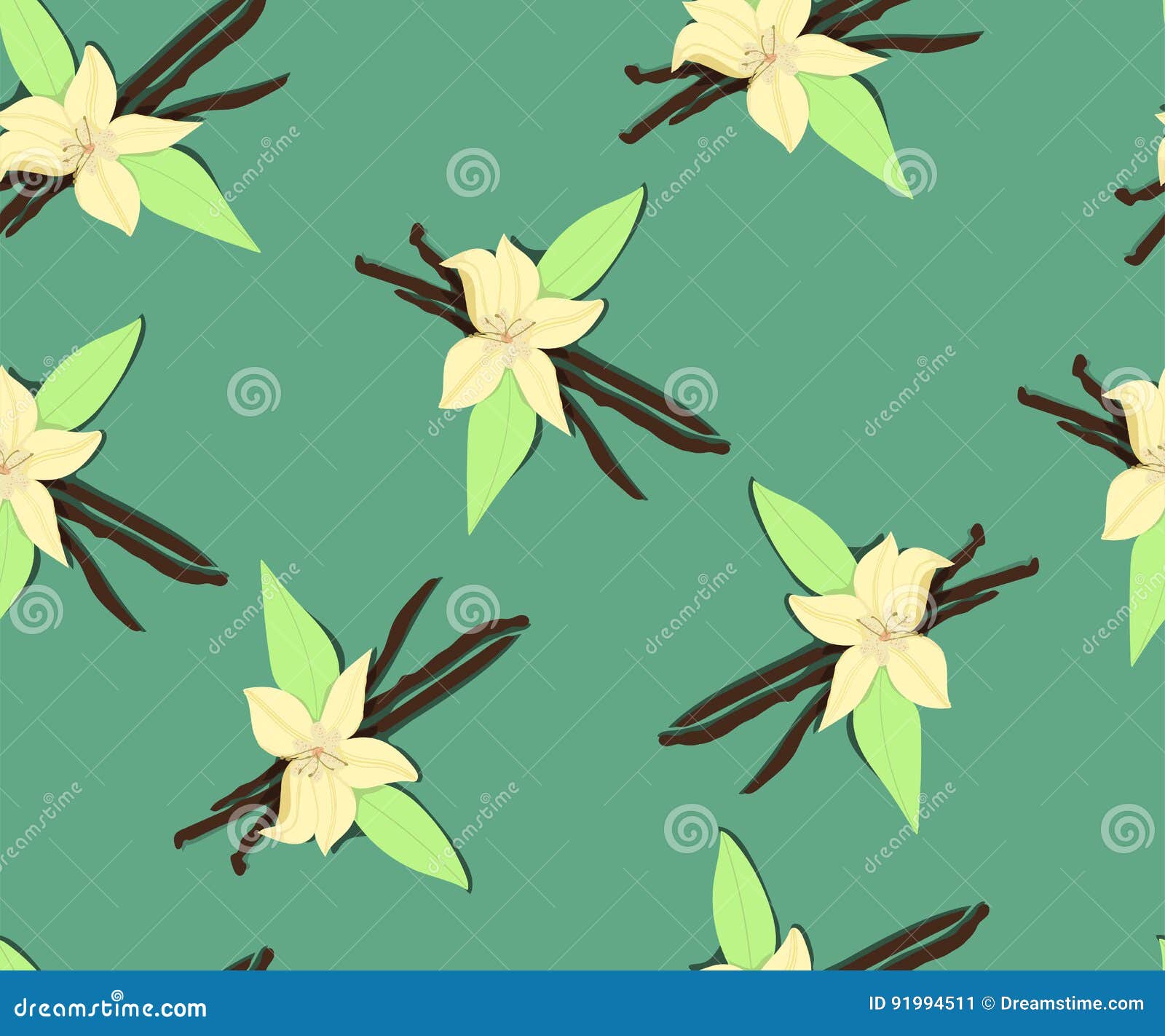Flowers of Vanilla, Seamless Pattern. Stock Vector - Illustration of ...