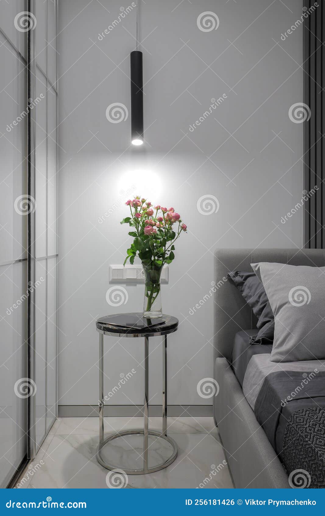 Flowers in the Vase on a Bedside Table Stock Photo - Image of design ...