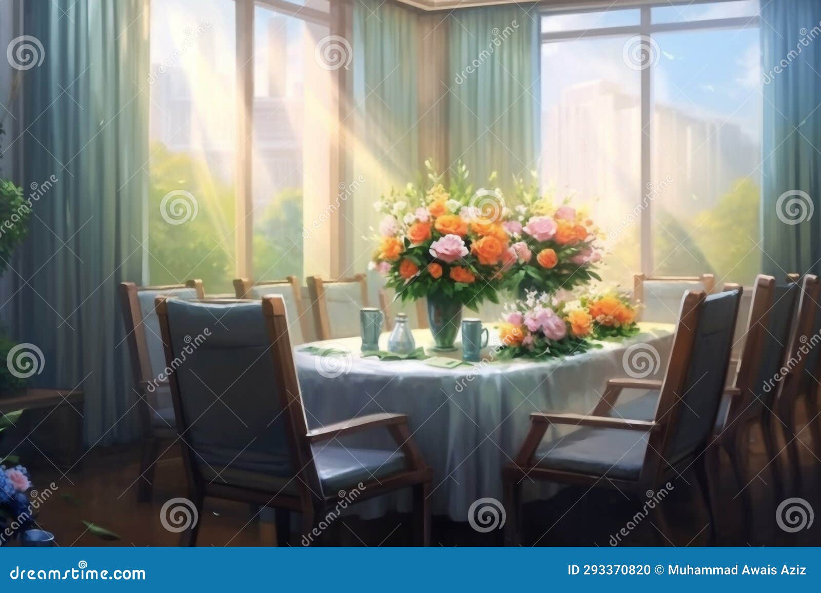 Flowers in a Vase on a Table in a Meeting Room Stock Photo - Image of ...