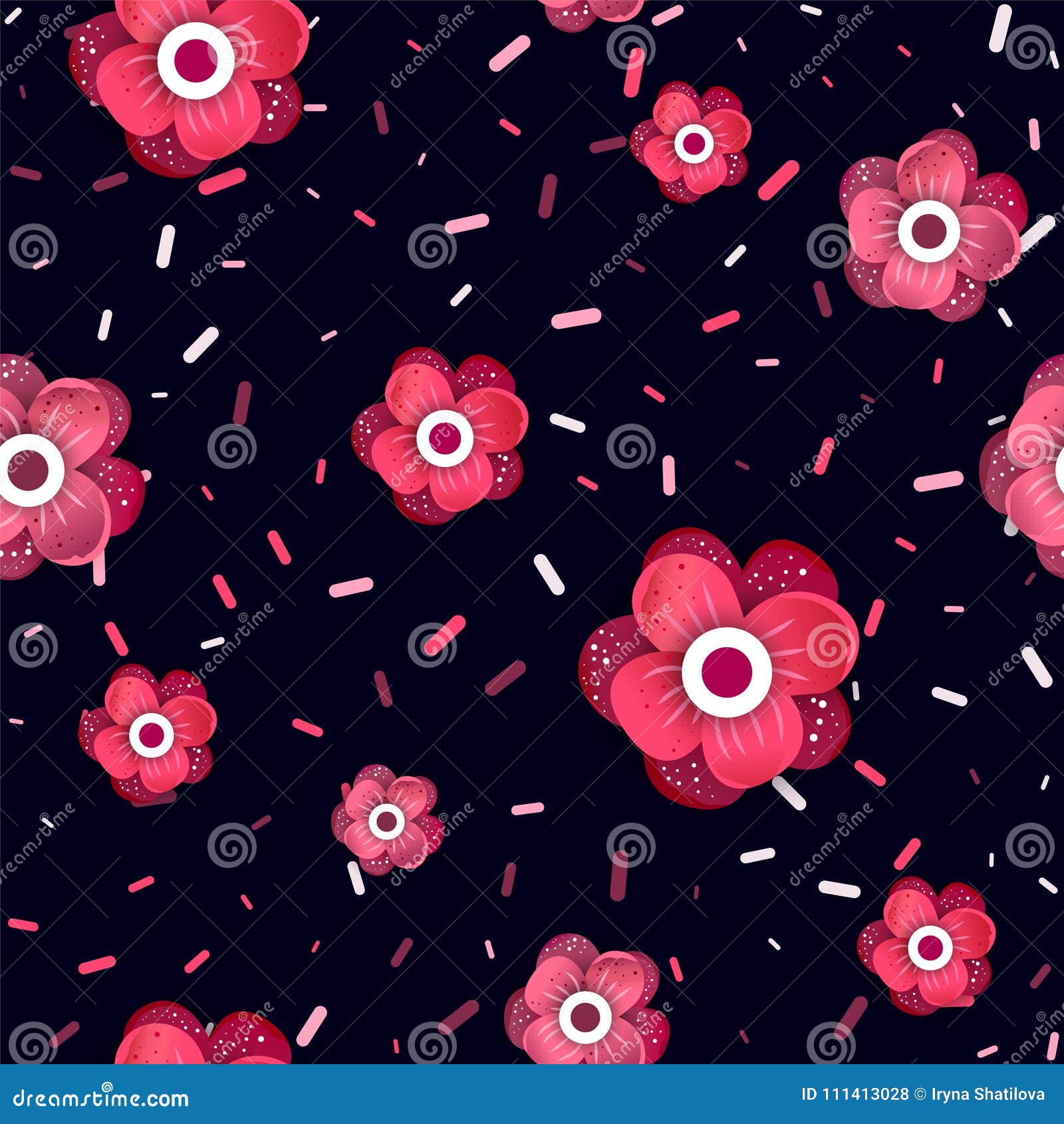 Flowers Vector Pattern with Confetti Stock Vector - Illustration of ...