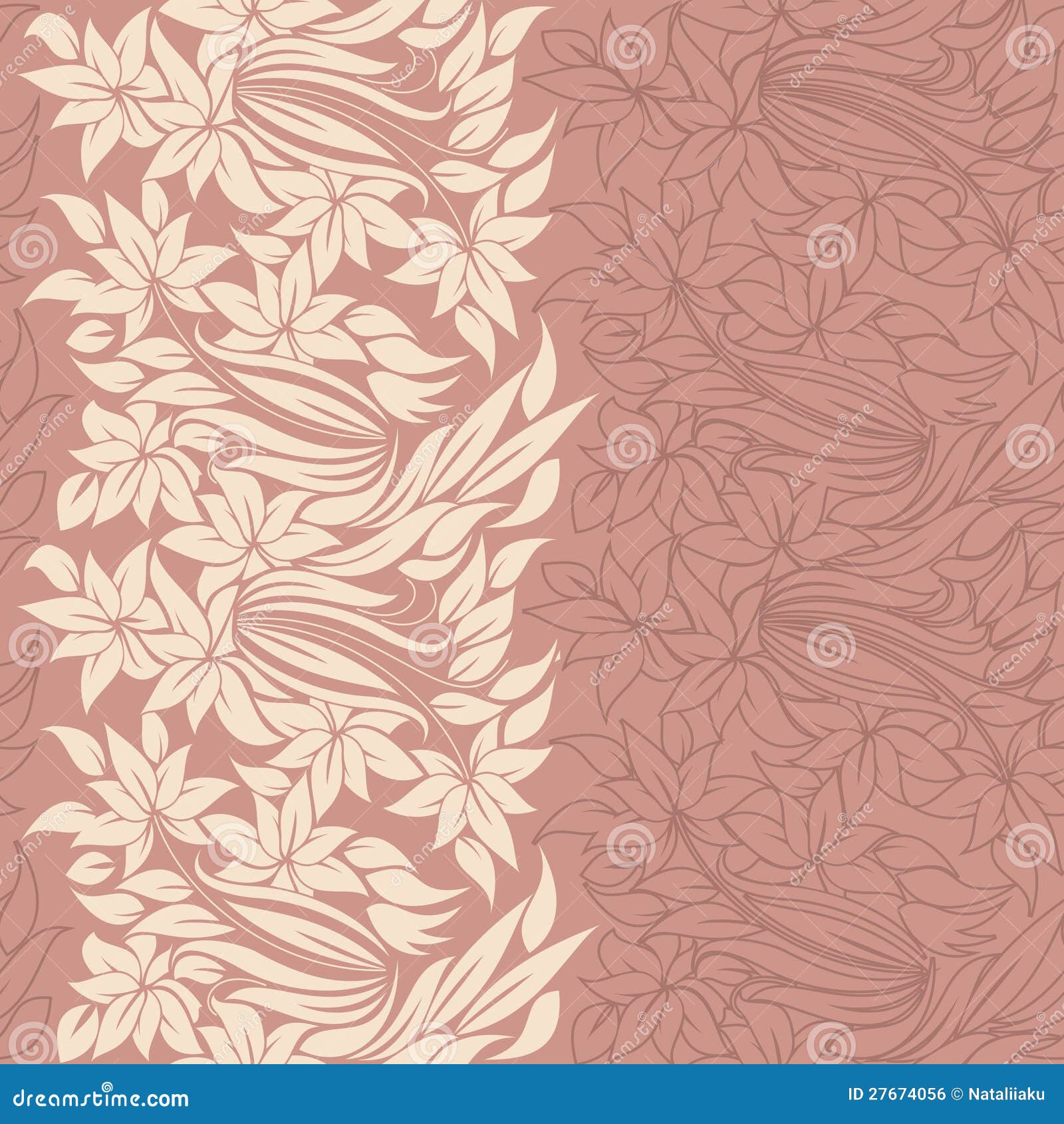 Flowers in Vertical Seamless Pattern Stock Vector - Illustration of ...