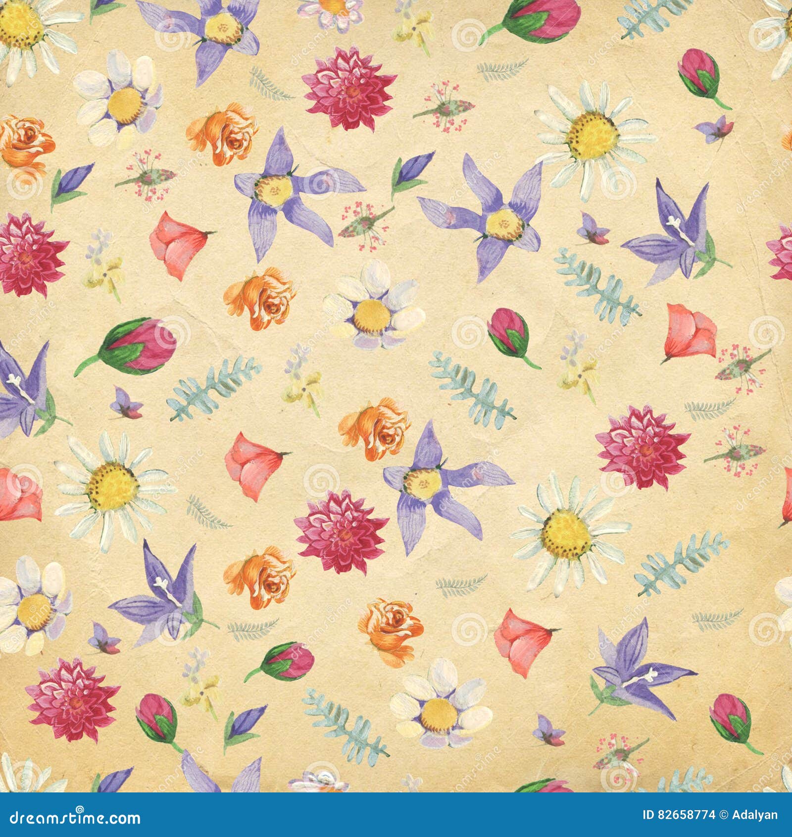 Flowers vintage pattern stock illustration. Illustration of birthday ...