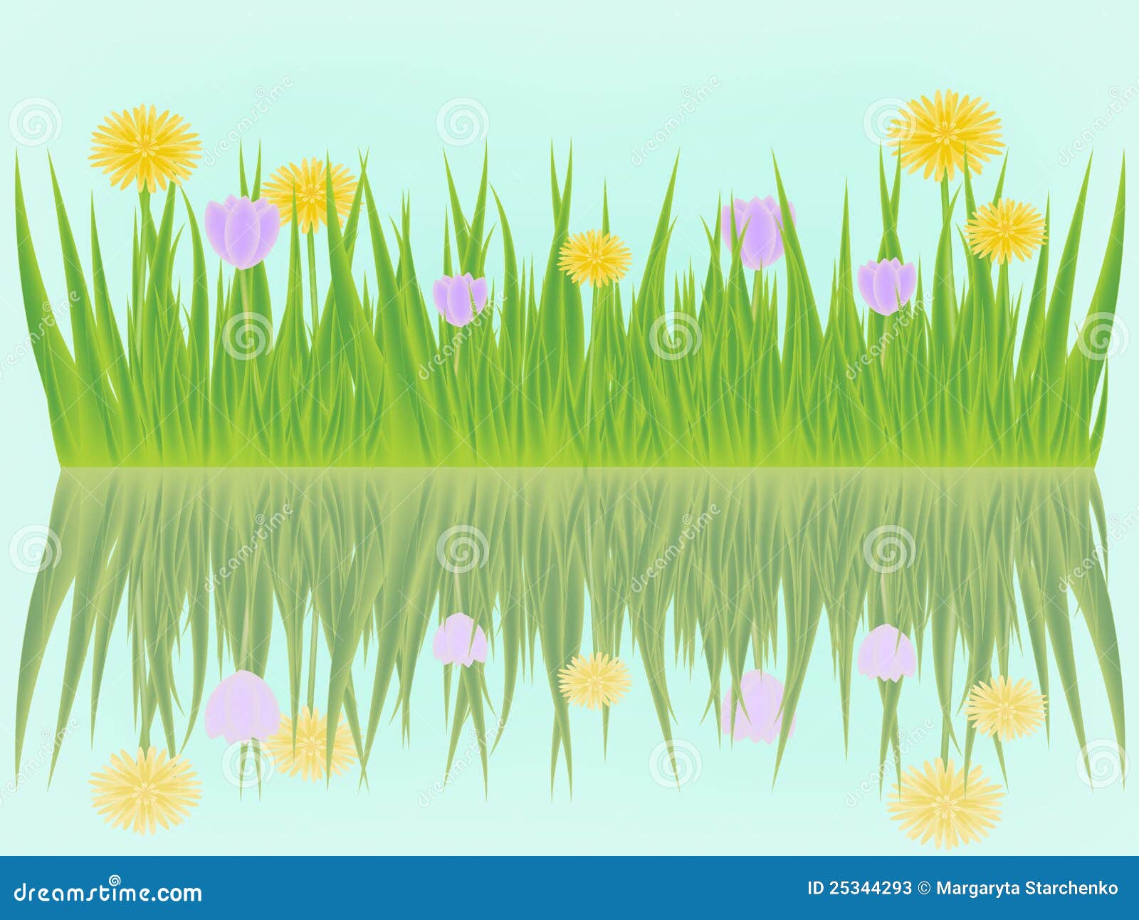 Flowers and water stock vector. Illustration of river - 25344293