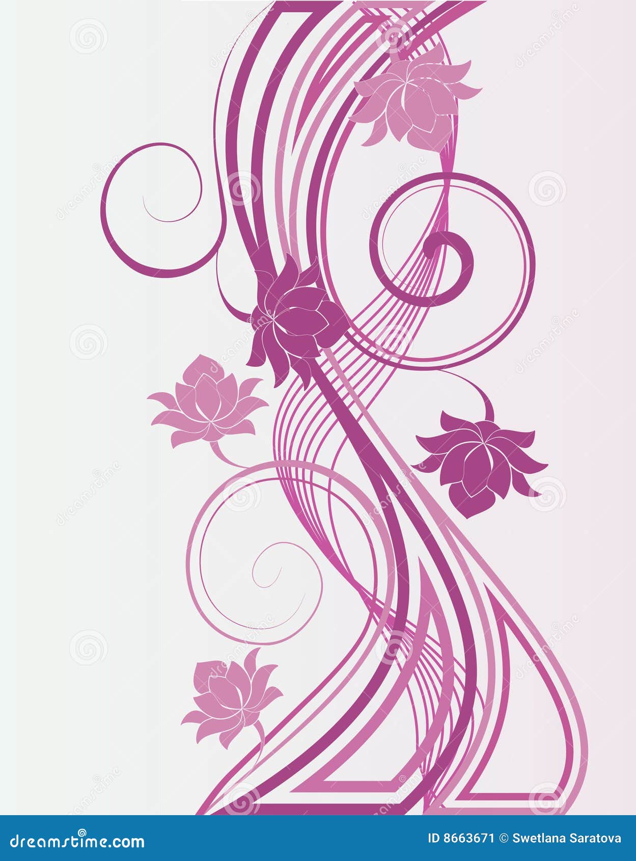 Flowers and waves. stock vector. Illustration of element - 8663671