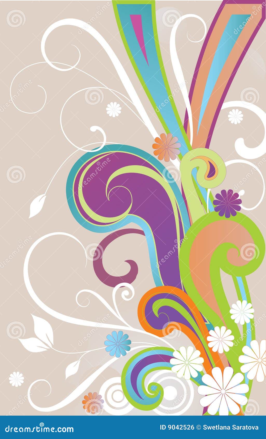 Flowers and waves. stock illustration. Illustration of element - 9042526