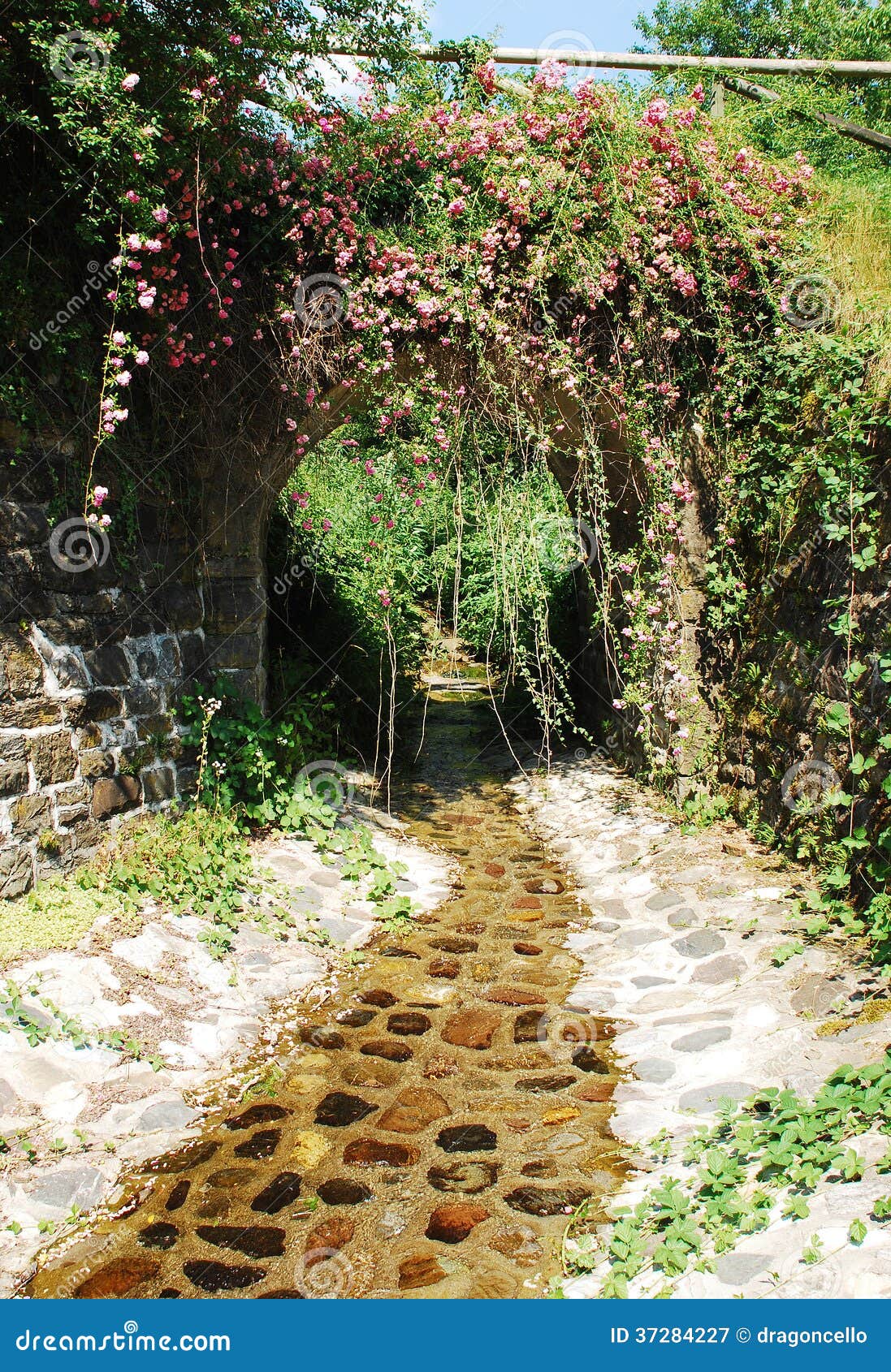 Flowery Bridge with Stream stock image. Image of flowing - 37284227